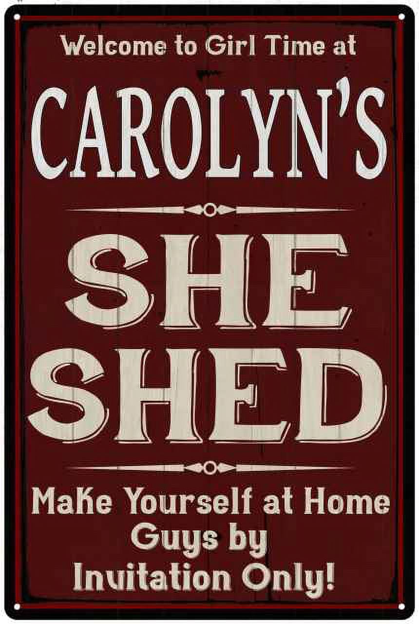 CAROLYN'S She Shed Red Sign Lady Cave 8 x 12 High Gloss Metal ...