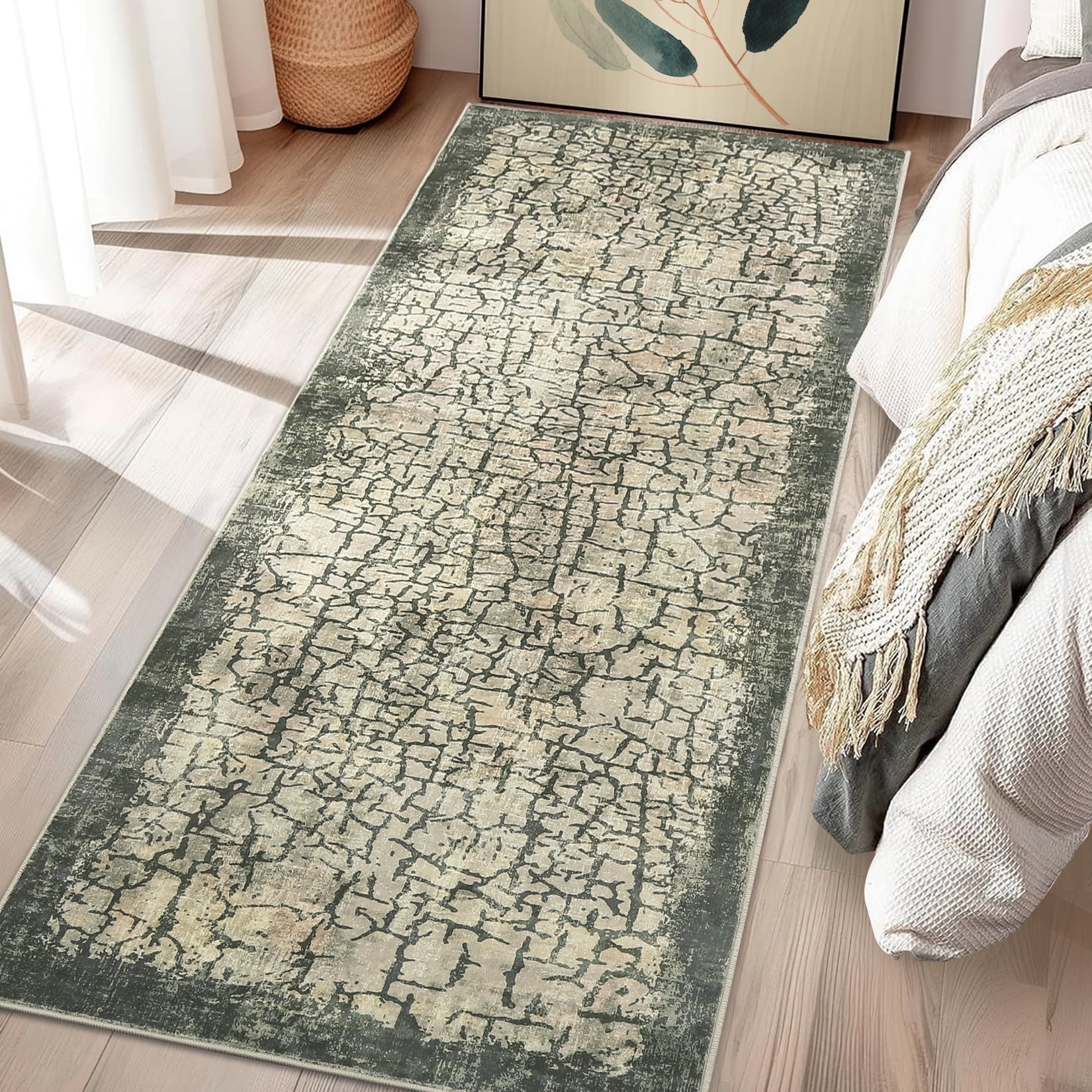 CAROMIO 2' x 6' Area Rug for Living Room Abstract Fading Design Vintage ...