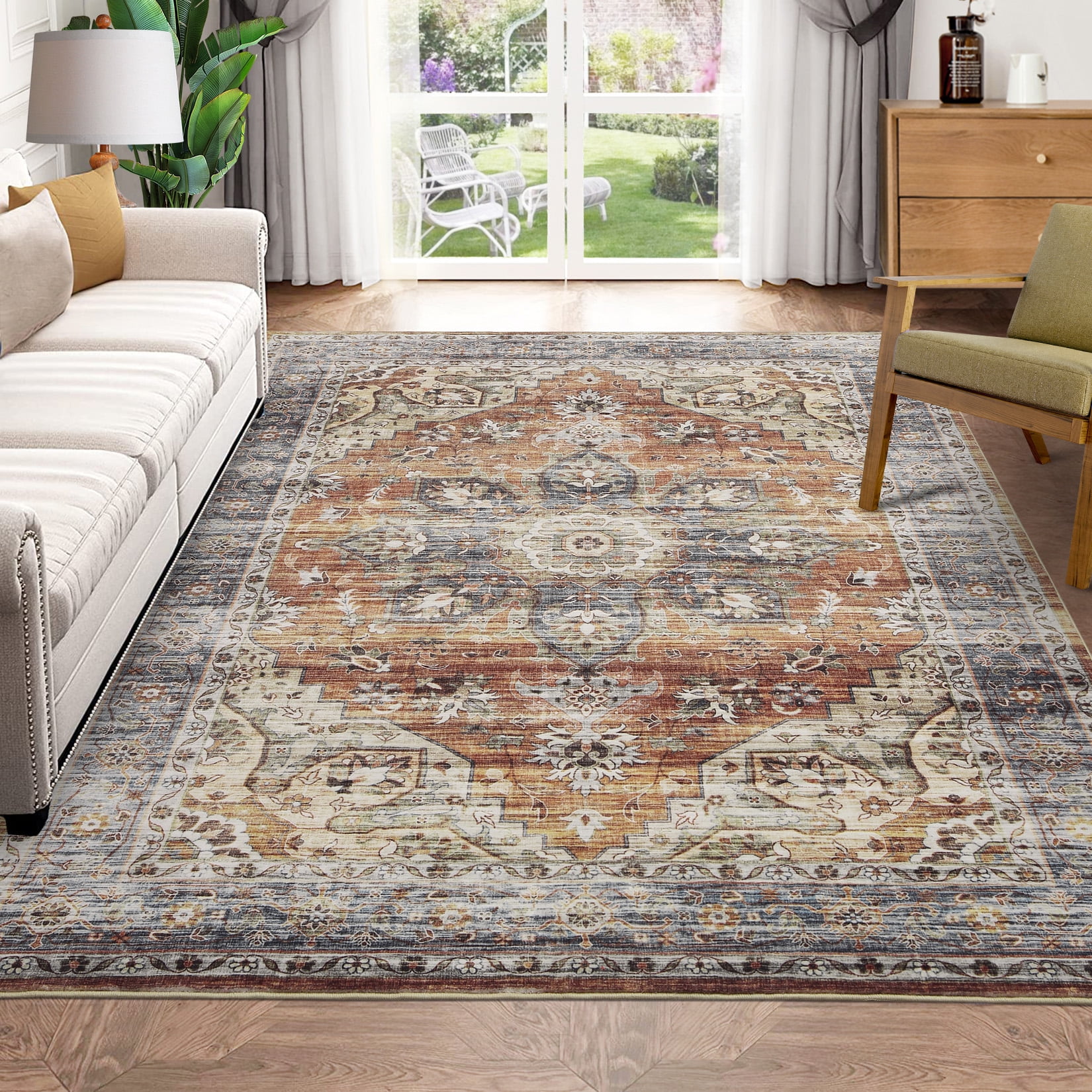 CAROMIO 5' x 7' Brown Classic Persian Rug Washable Oriental Design ...
