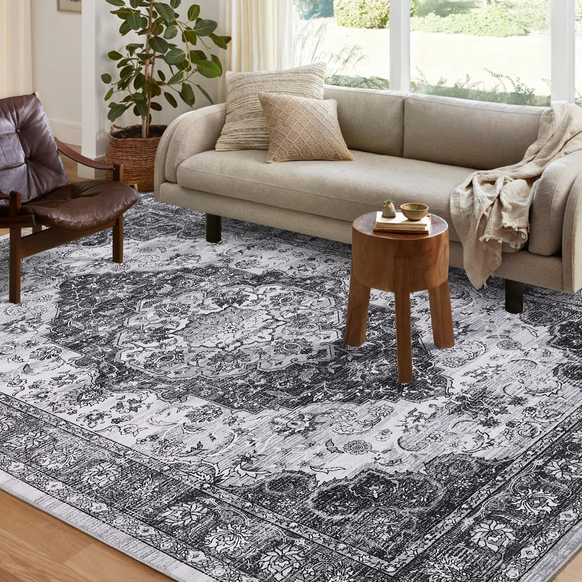 CAROMIO 8' x 10' Area Rug for Dining Room Boho Vintage Floral Bedroom ...
