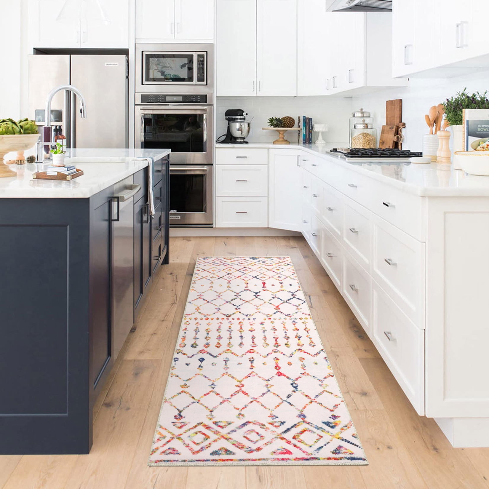 CAROMIO Area Rug Boho Distressed Machine Washable Modern Geometric ...