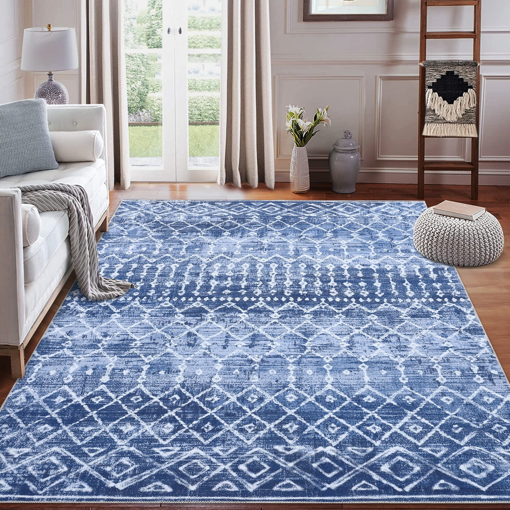 CAROMIO Area Rug Boho Distressed Machine Washable Modern Geometric ...