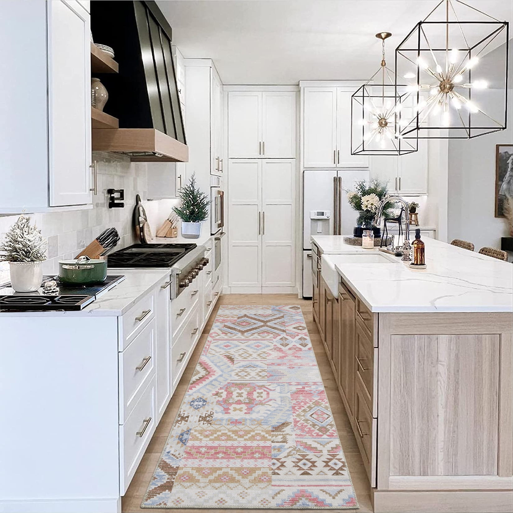 CAROMIO Area Rug Boho Distressed Rug Vintage Tribal Patchwork Design ...