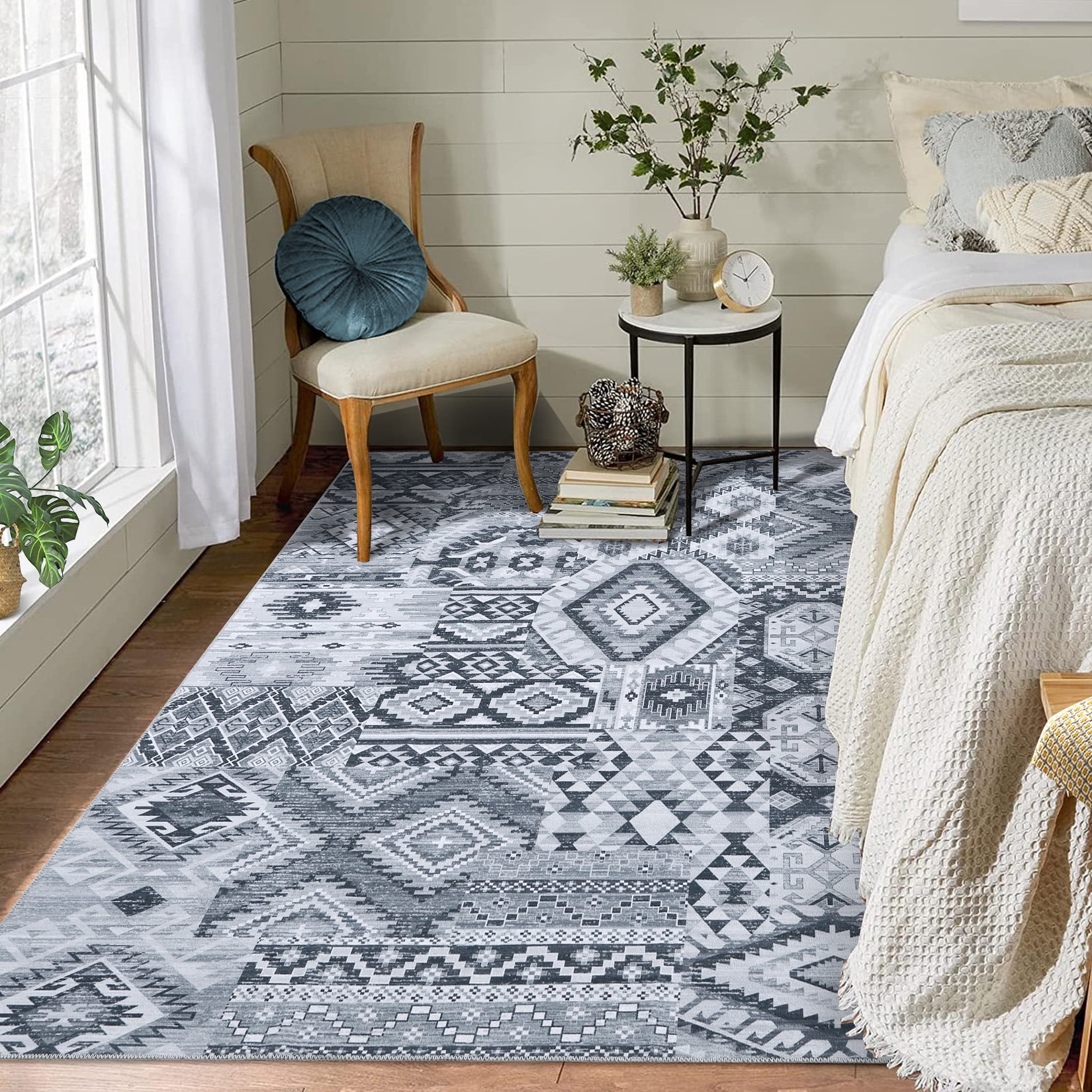 CAROMIO Area Rug Boho Distressed Rug Vintage Tribal Patchwork Design ...