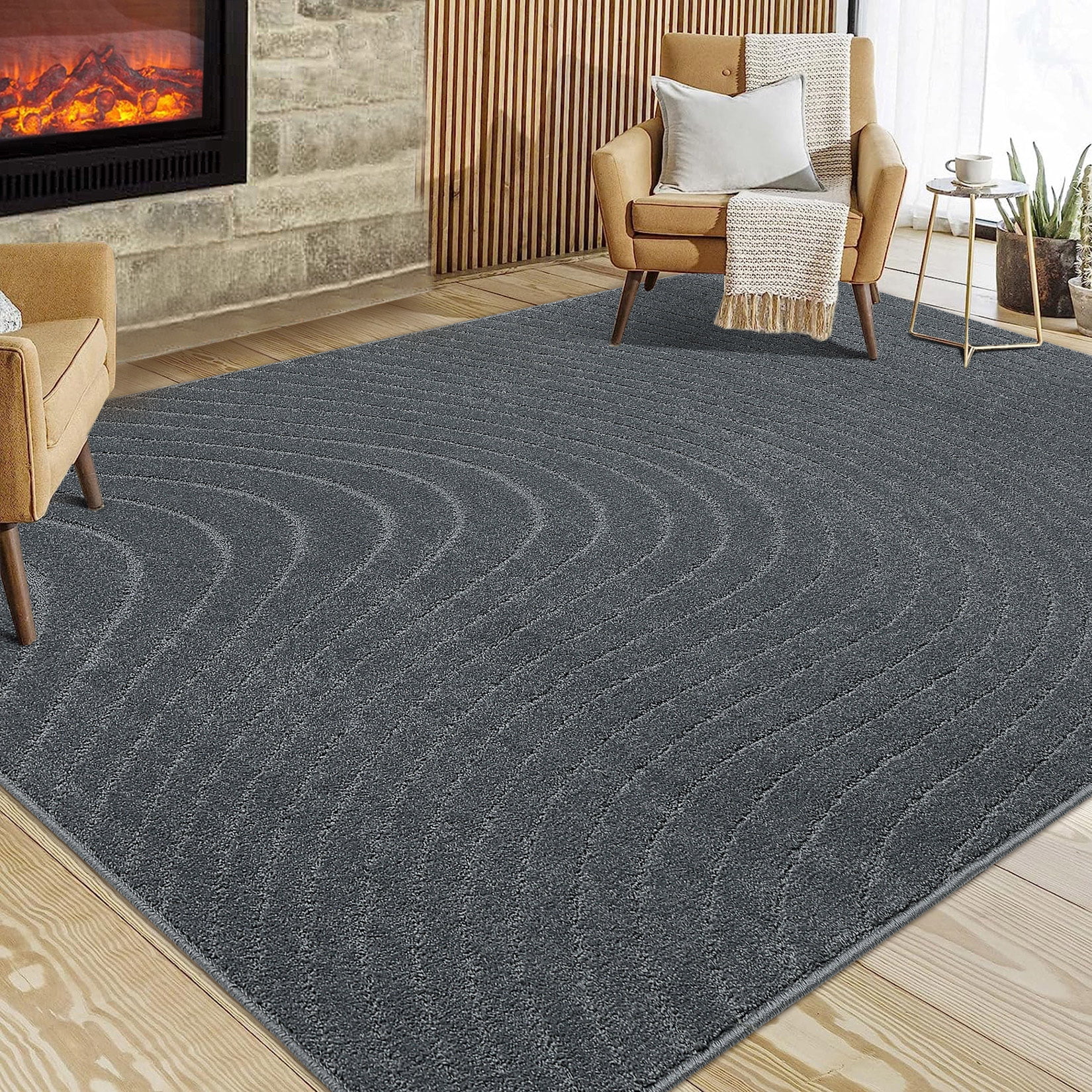 CAROMIO Area Rug Boho Rug High-Low Pile Textured Bohemian Rug Non ...
