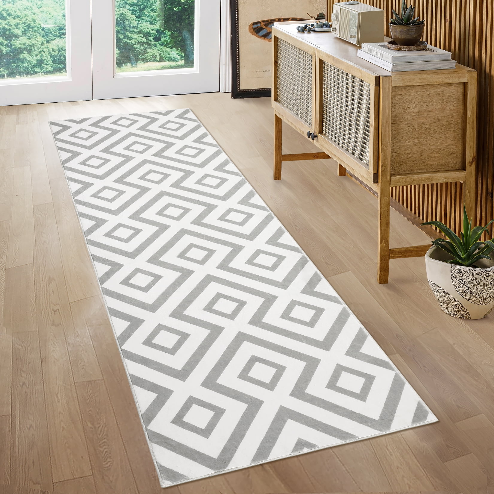 CAROMIO Area Rug Modern Geometric Rug Soft Moroccan Rug, 2' x 6' Gray ...
