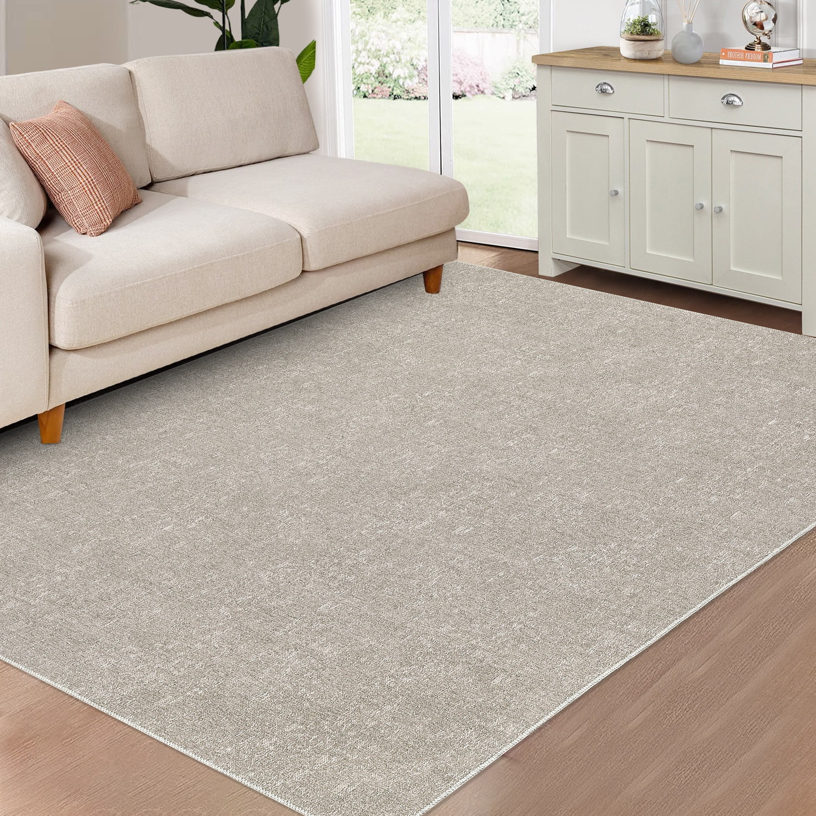 CAROMIO Area Rug Modern Solid Textured Area Rugs Stain Resistant Non ...