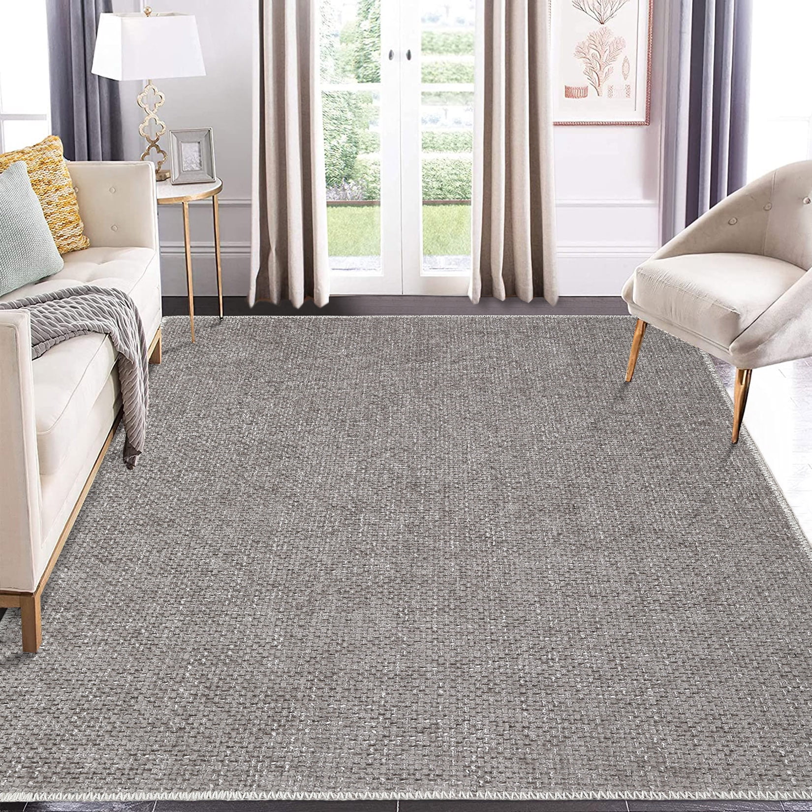 CAROMIO Area Rug Modern Solid Textured Machine Washable Rug ...