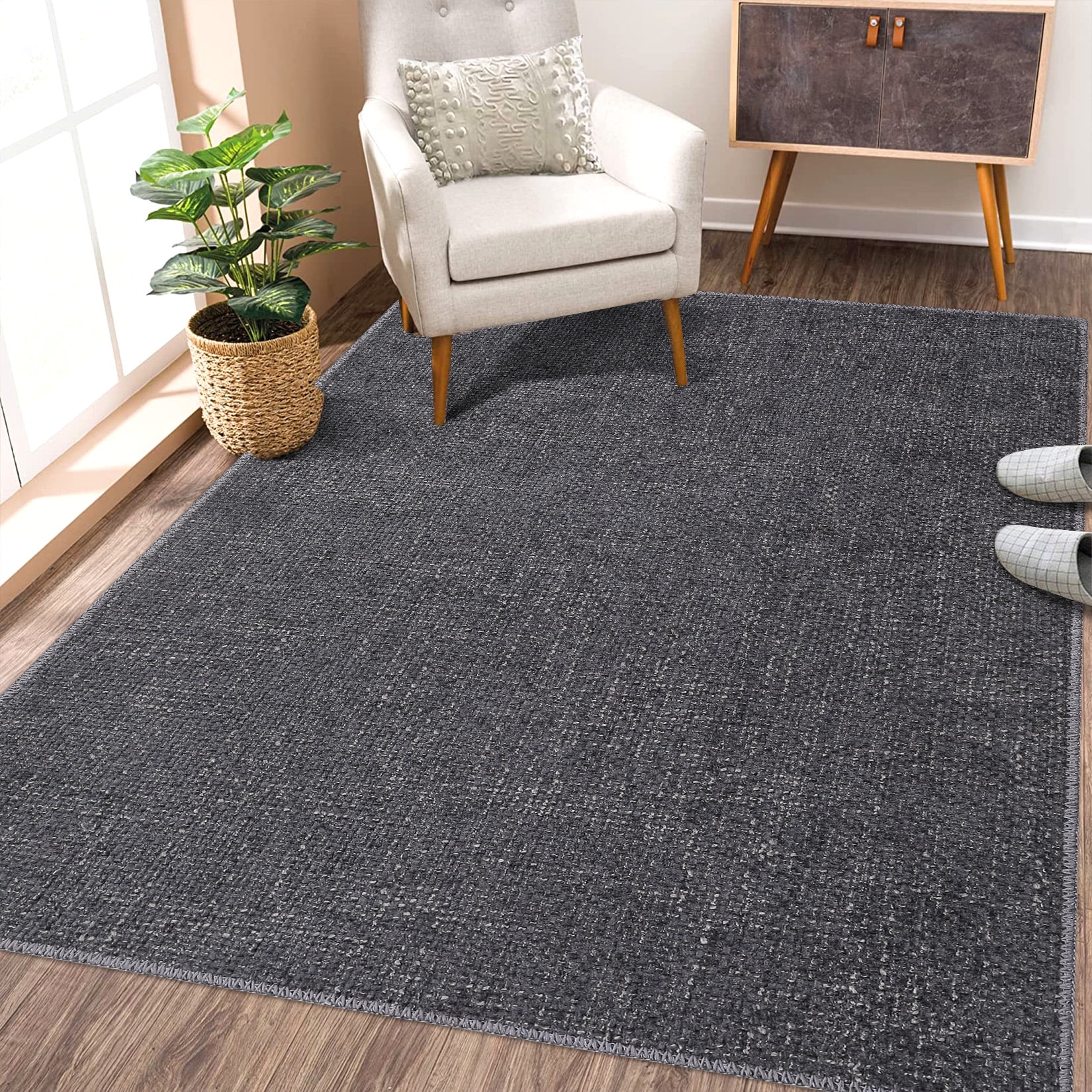 CAROMIO Area Rug Modern Solid Textured Machine Washable Rug ...