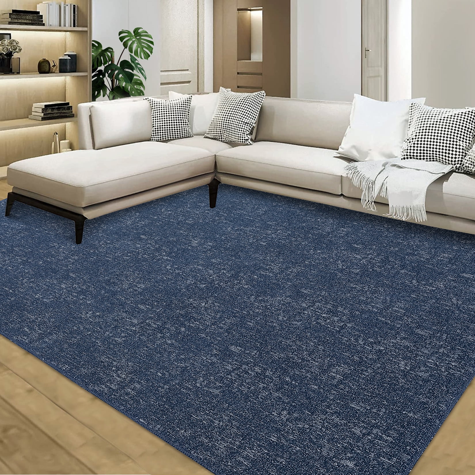 CAROMIO Area Rug Modern Solid Textured Area Rugs Stain Resistant Non ...