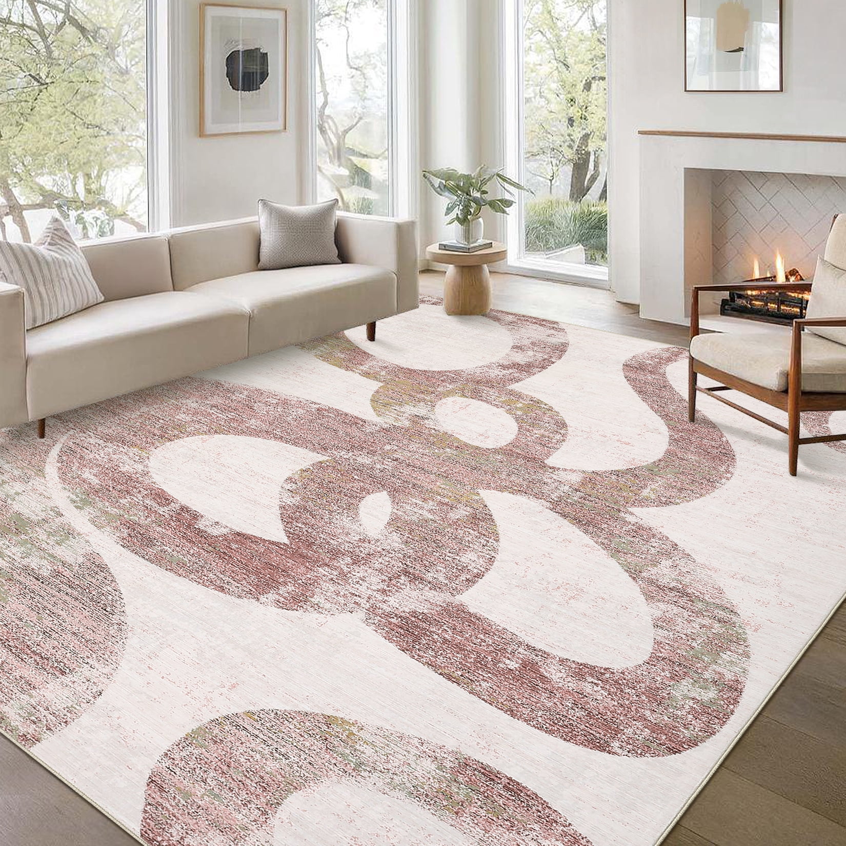 CAROMIO Area Rug Washable Modern Accent Geometric Rug Non-Slip Throw ...