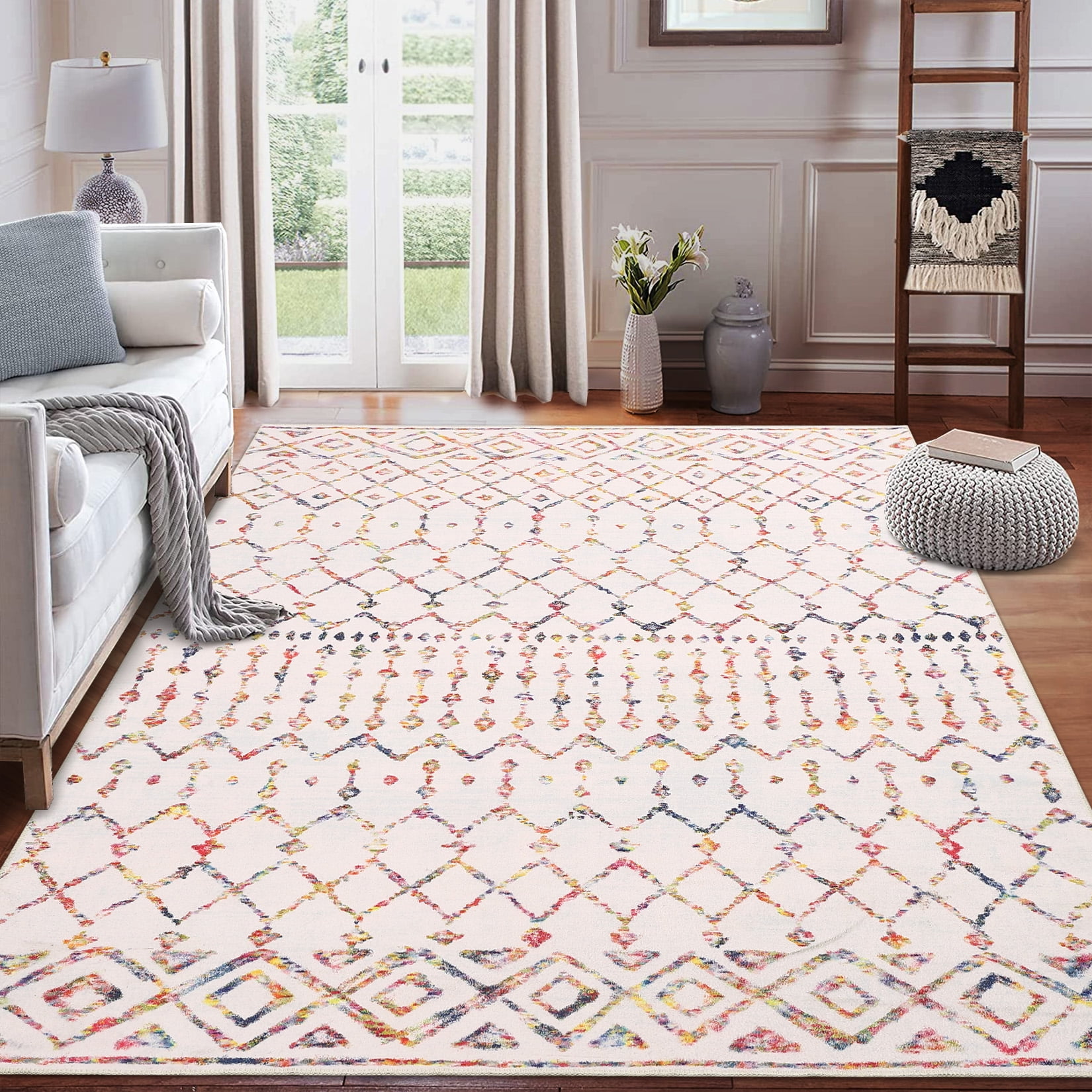 CAROMIO Area Rugs Boho Rug Modern Abstract Rugs Soft Indoor Carpet Low ...