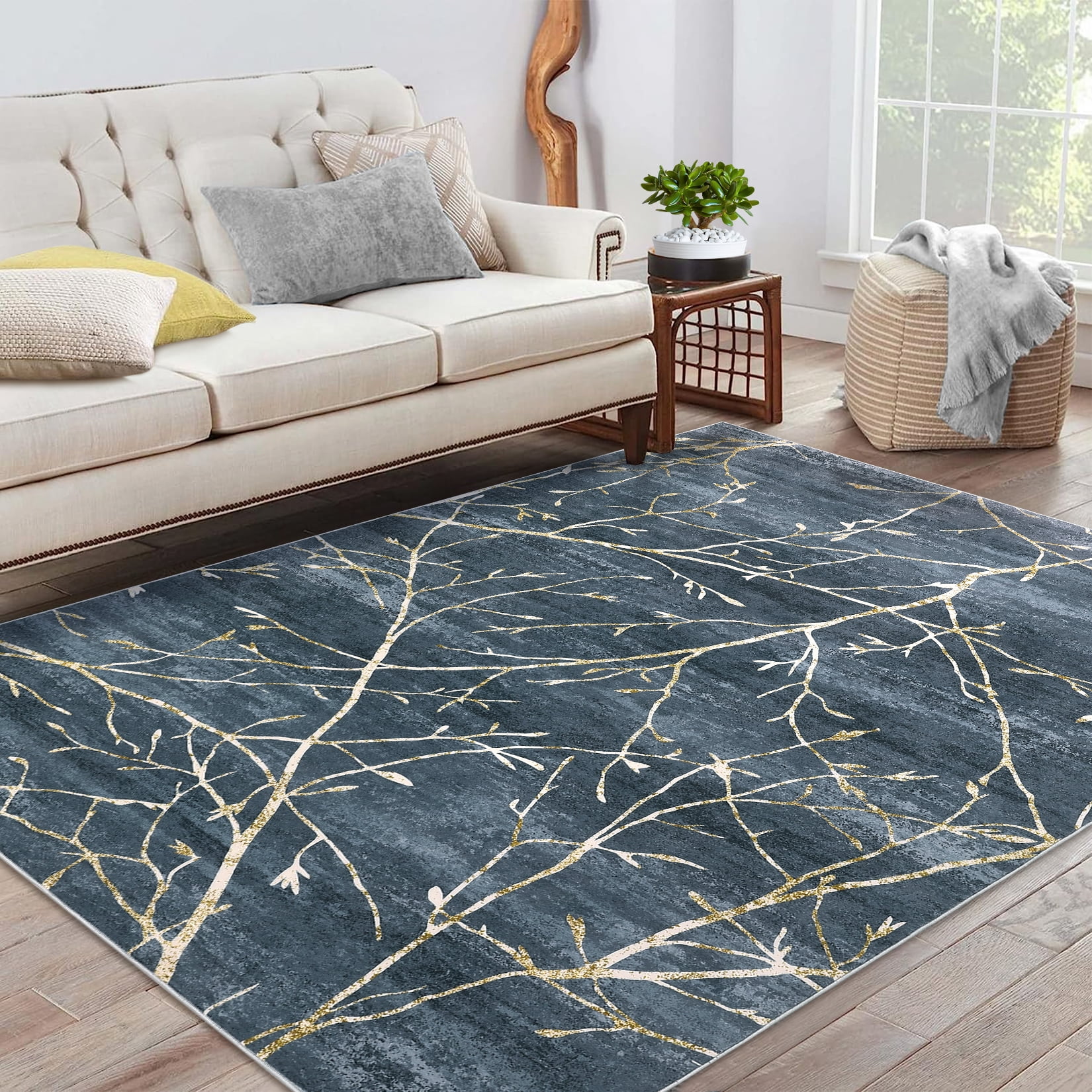 CAROMIO Area Rugs Washable Rugs Non-Slip Stain Resistant Rugs Throw ...