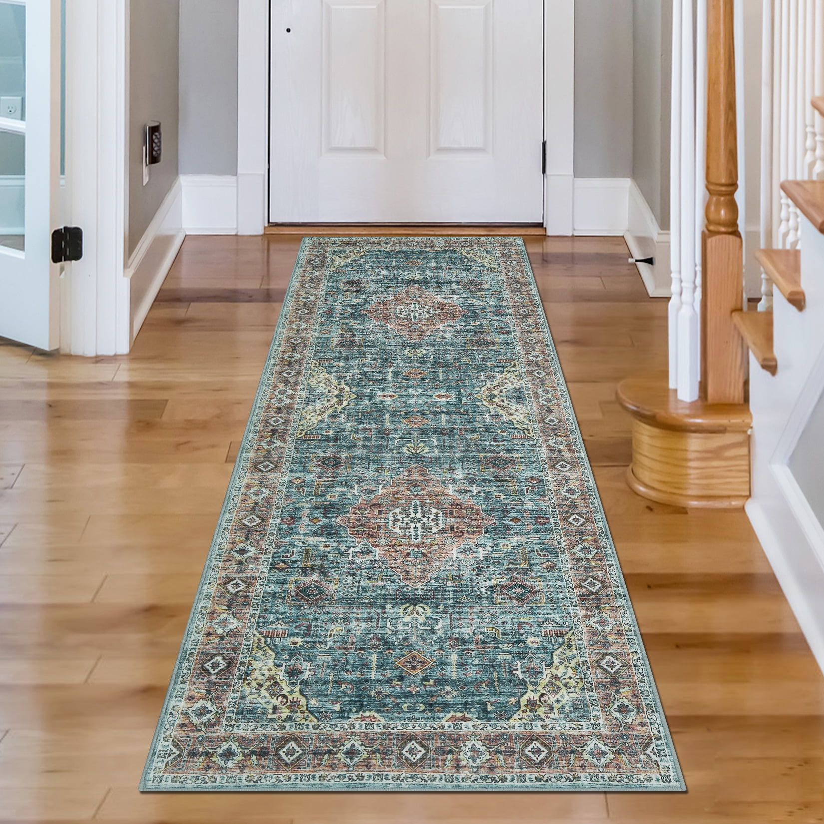 CAROMIO Boho Runner Rug 2 x 6 Feet Washable Hallway Rug Vintage Floral ...