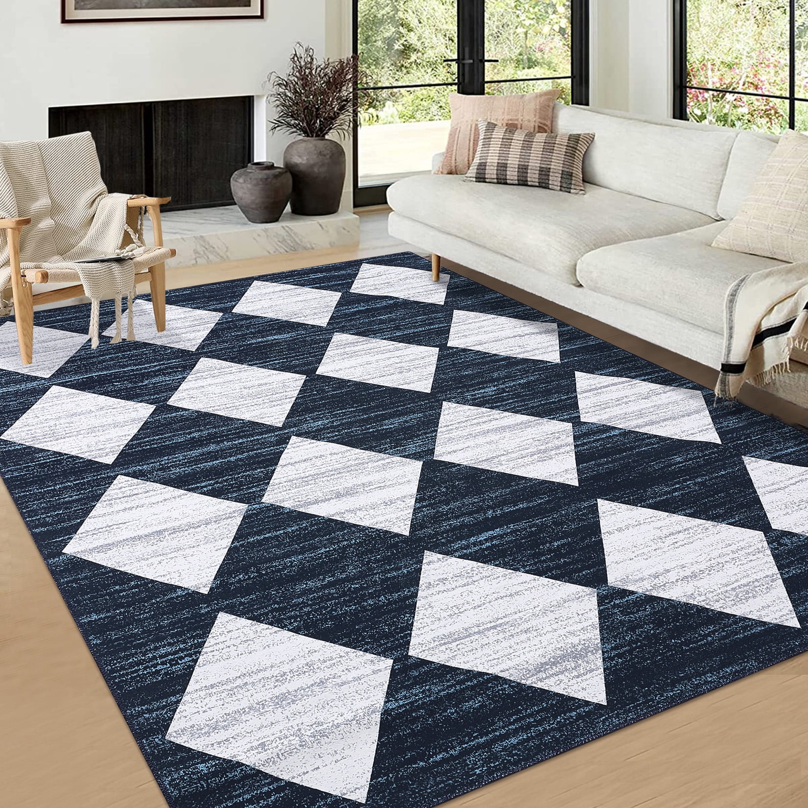 CAROMIO Distressed Washable Rugs Geometric Bedroom Rug Area Rug Living ...