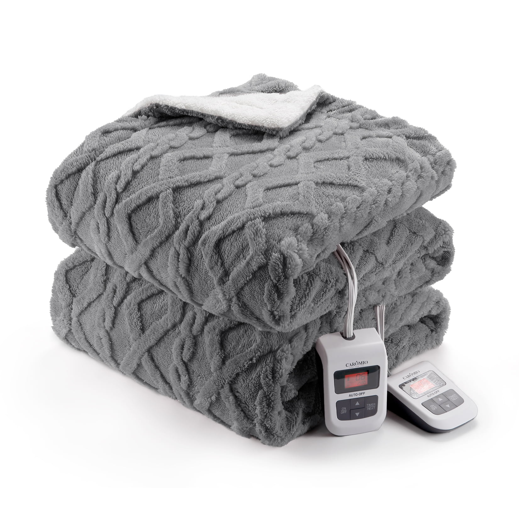 CAROMIO Electric Blanket King Size Dual Control - Thick Tufted Sherpa ...