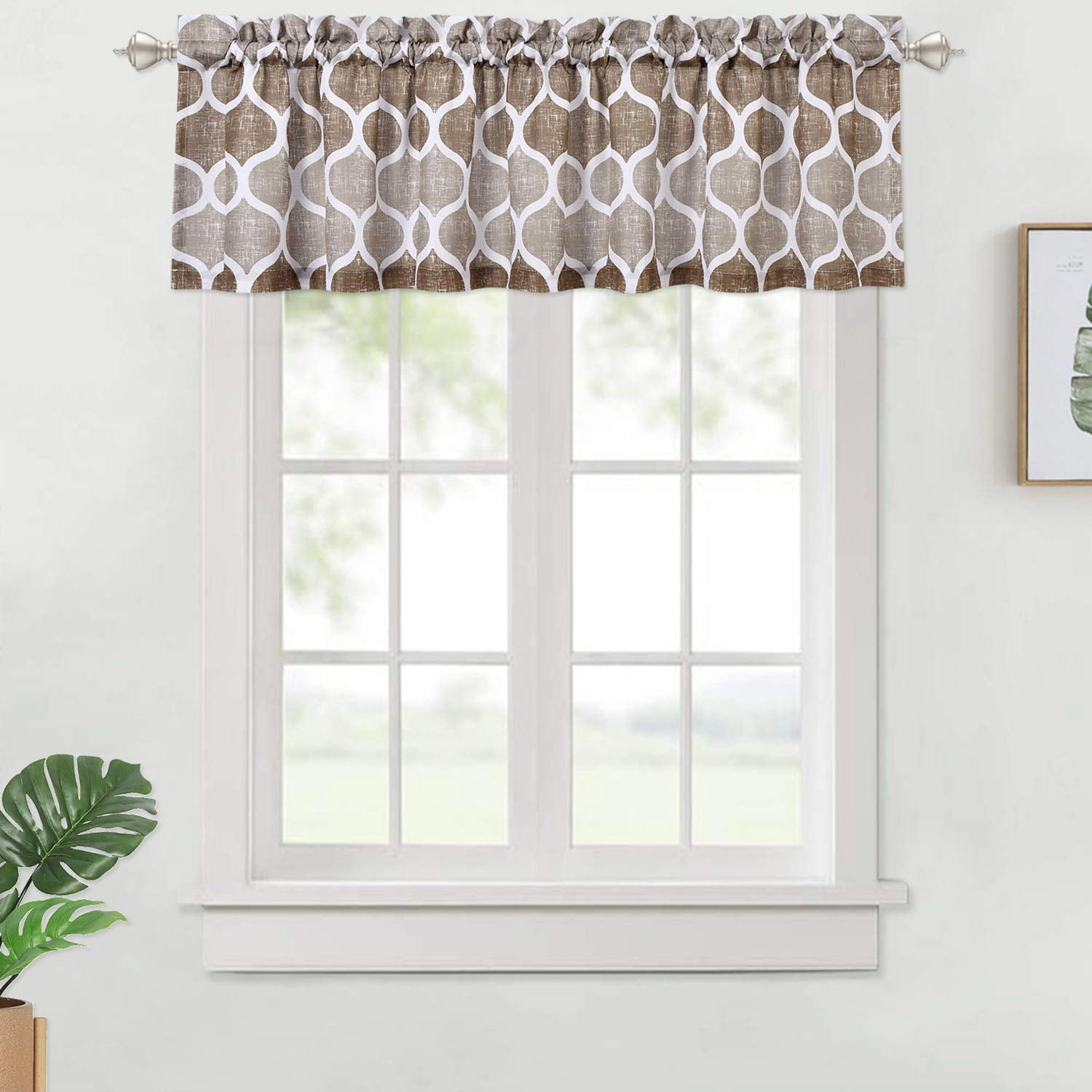 CAROMIO Geometric Pattern Valance for Bathroom, Moroccan Design Valance ...