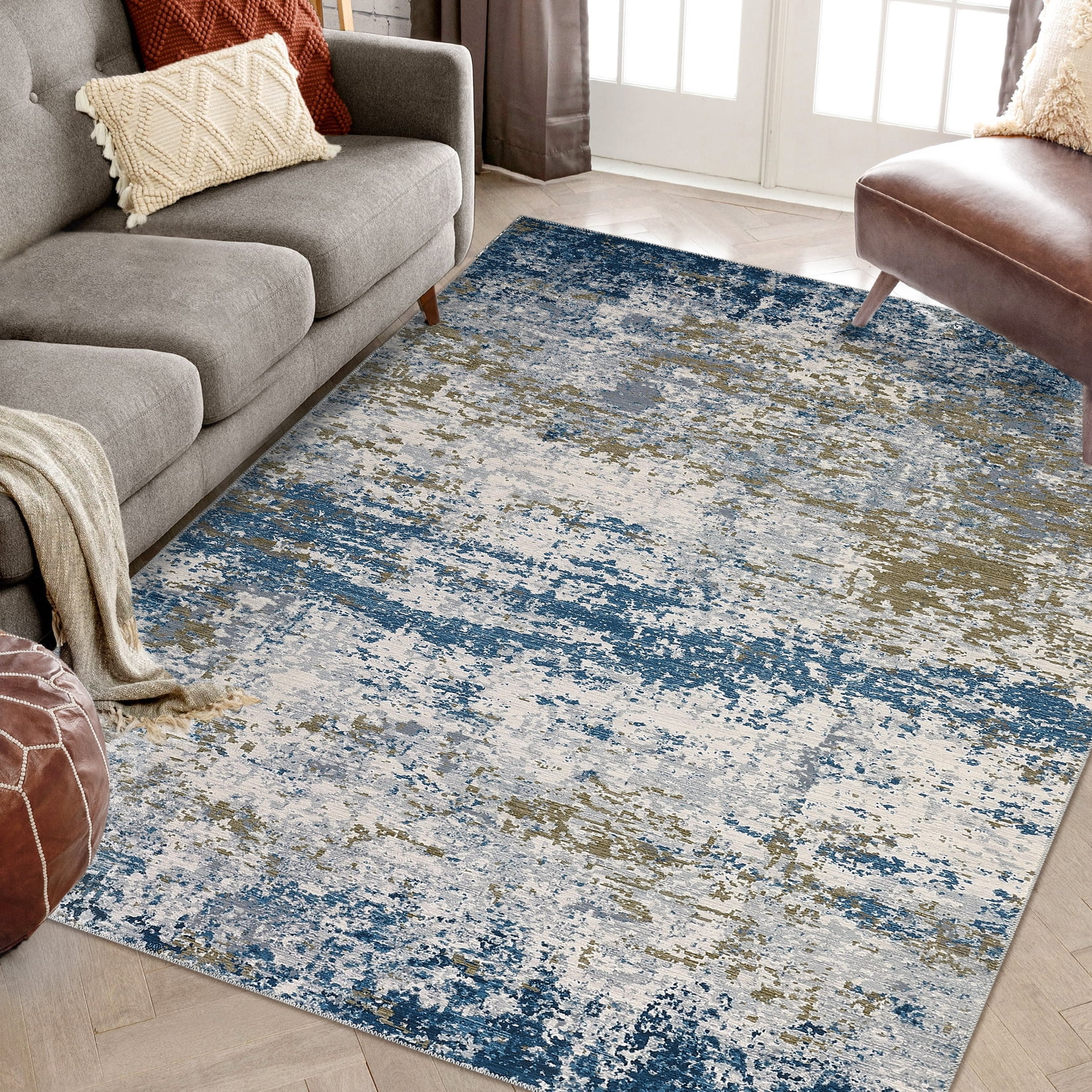 CAROMIO Modern Abstract Rug Printed Area Rugs Machine Washable Rug Soft ...
