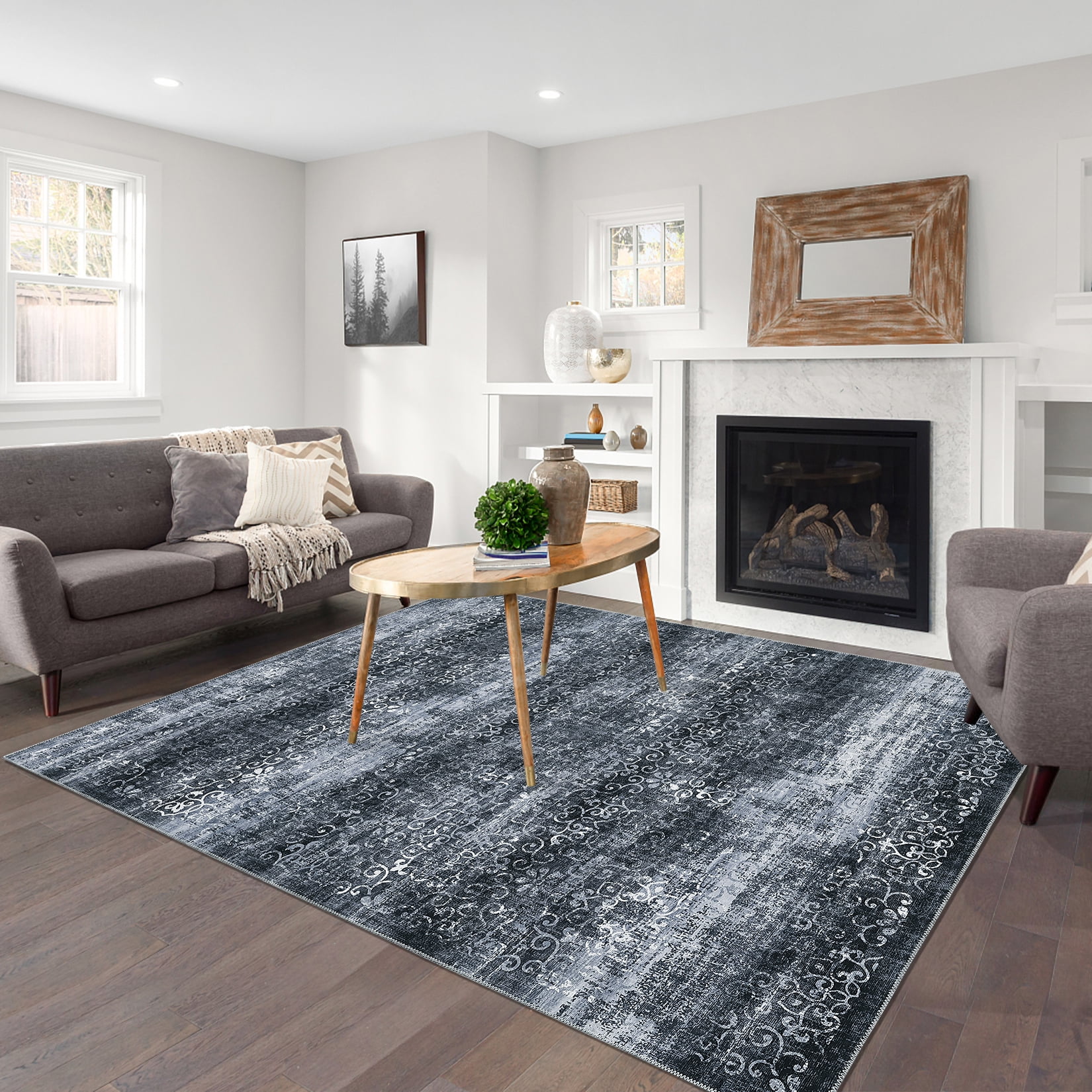 CAROMIO Modern Abstract Rug Washable Rug Soft Bedroom Area Rugs Floral ...