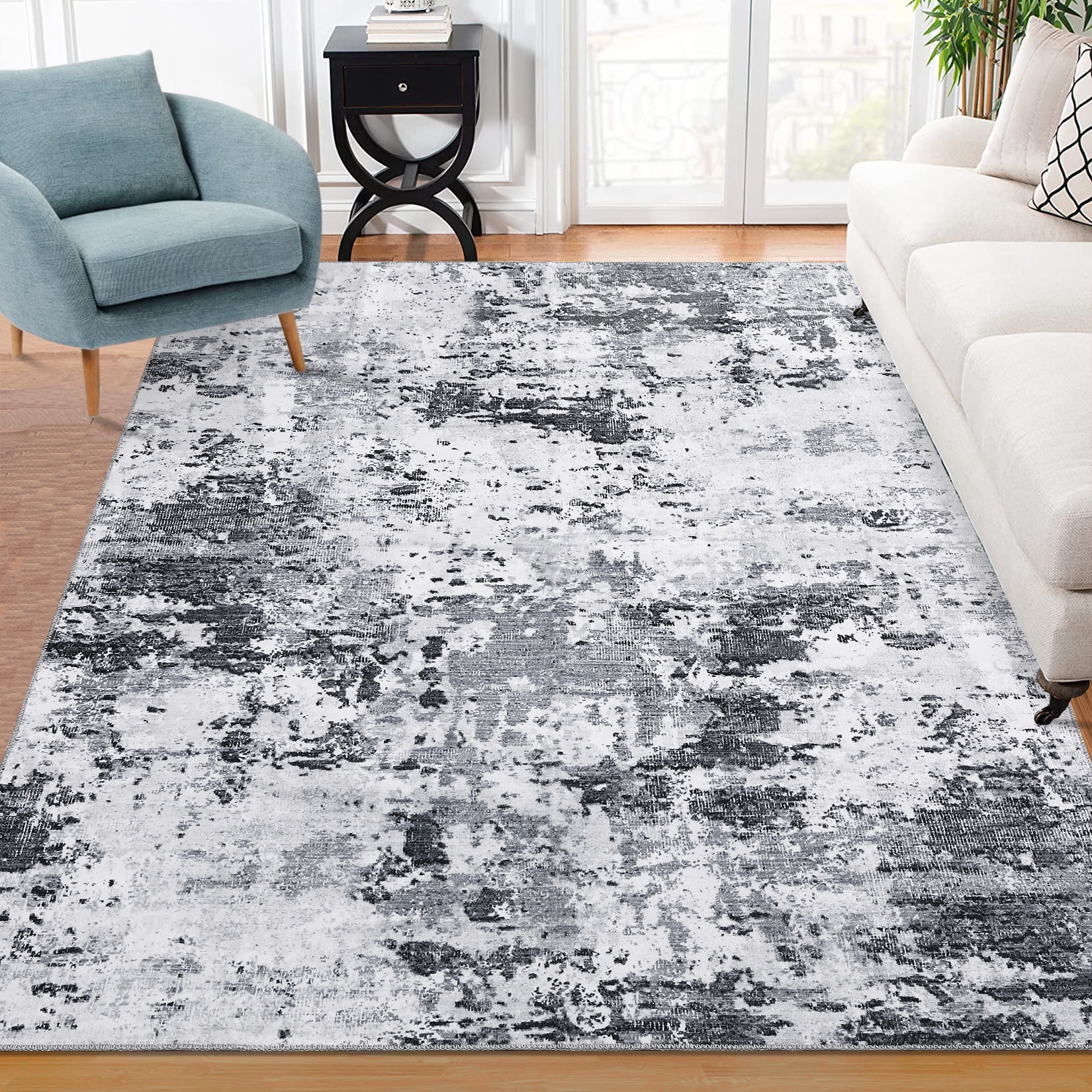 CAROMIO Modern Abstract Rugs for Living Room Entryway Low Pile Anti ...