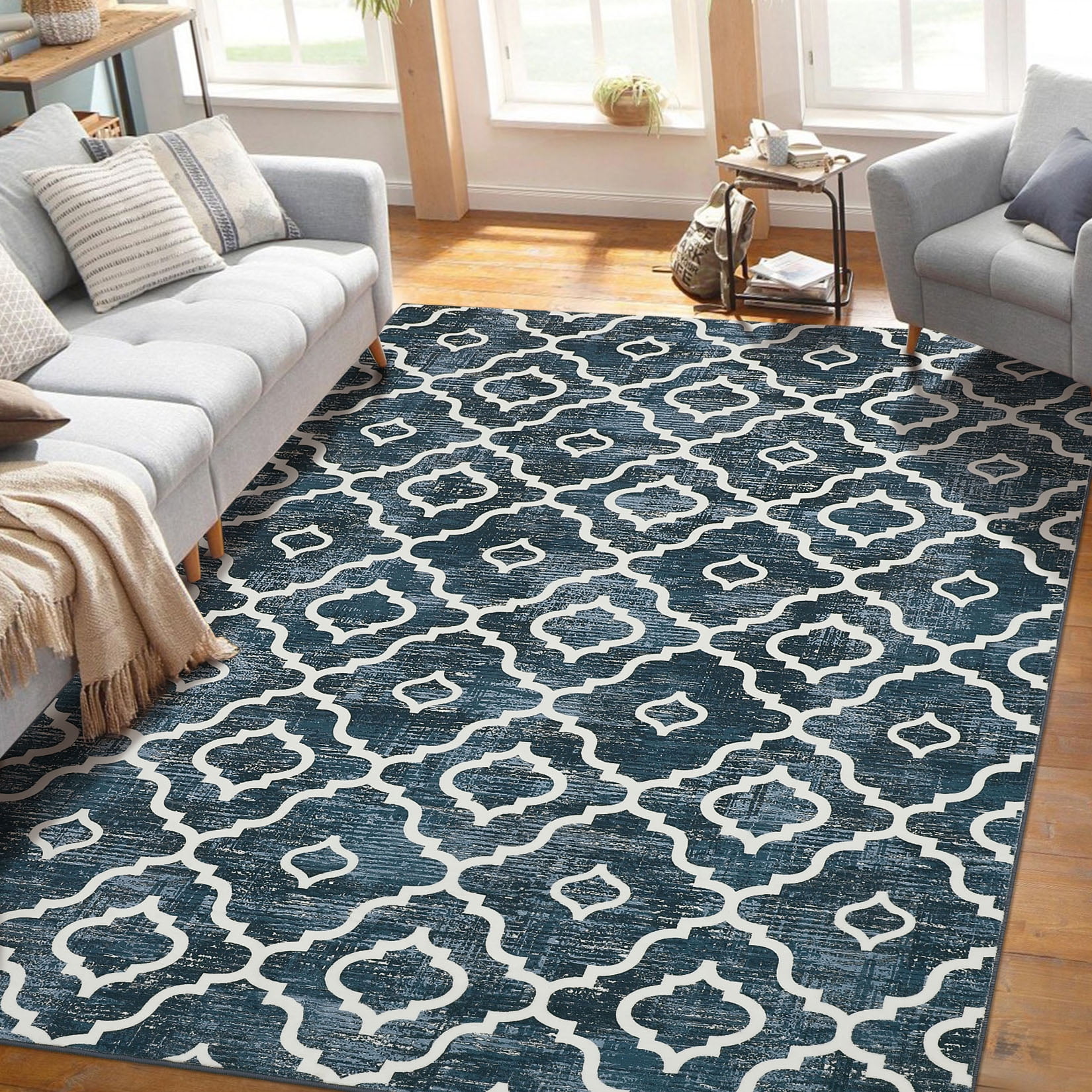 CAROMIO Modern Area Rug Washable Moroccan Rug Non-Slip Non-Shedding ...