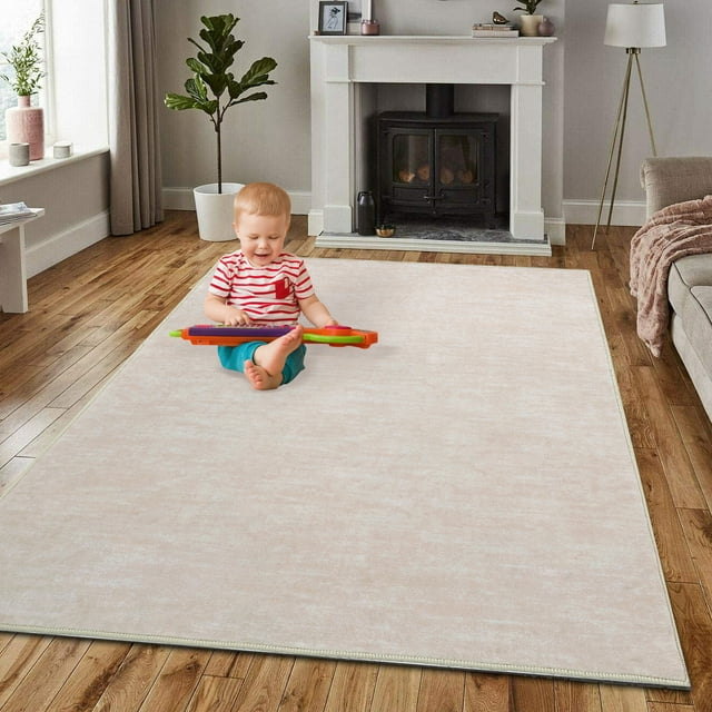 CAROMIO Modern Solid Area Rug Machine Washable Non-Slip Low-Pile Rug ...