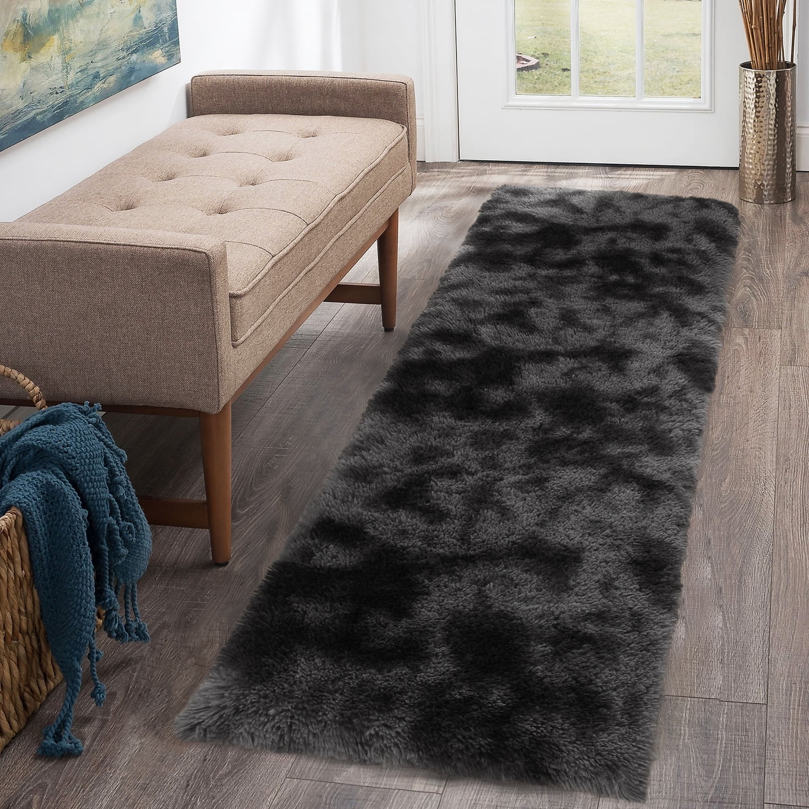 CAROMIO Plush Polyester Shag Area Rug 2'x 6' Fluffy Runner Rug Plush ...
