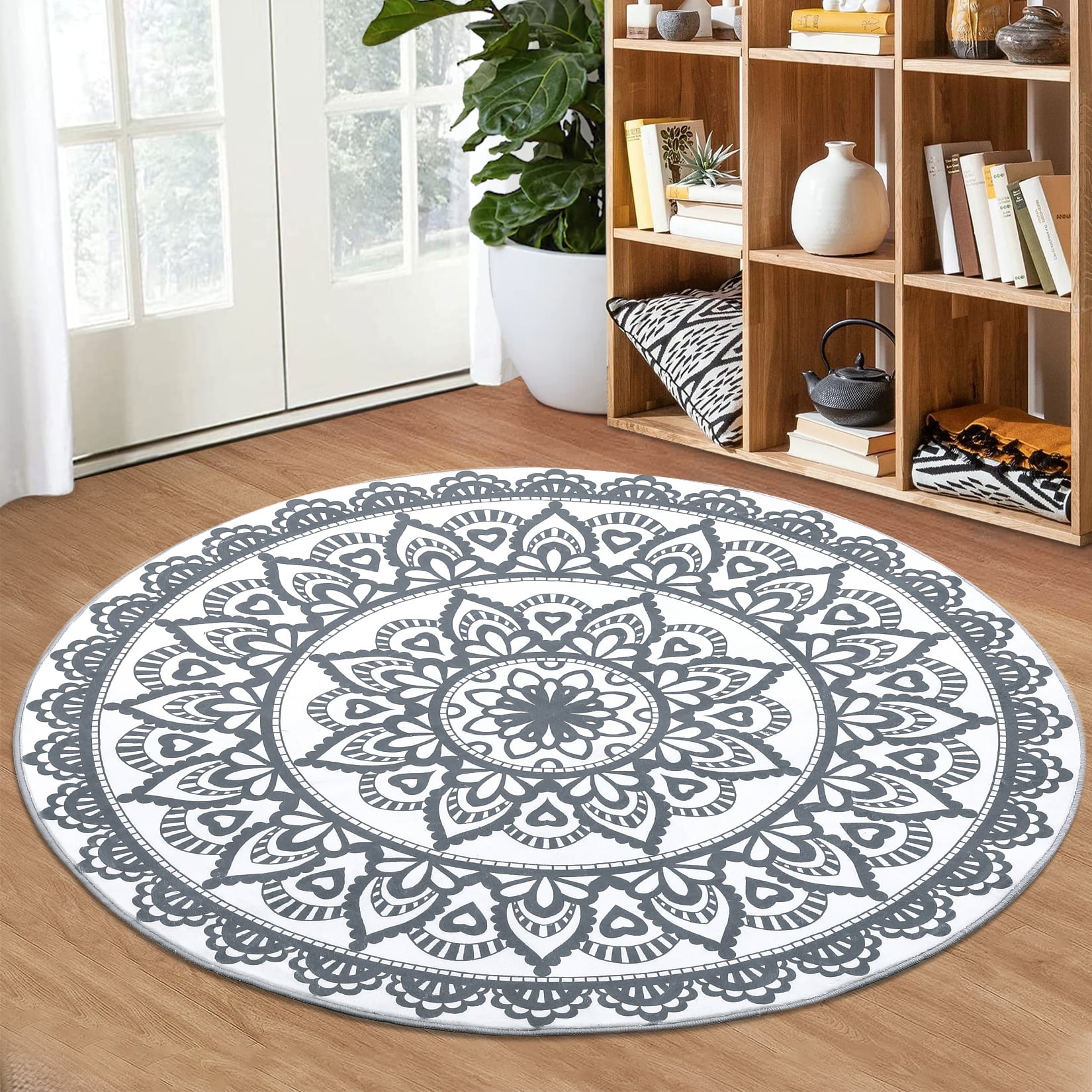 CAROMIO Round Rug Washable Non Slip Rug Soft Cute Round Nursery Rug ...