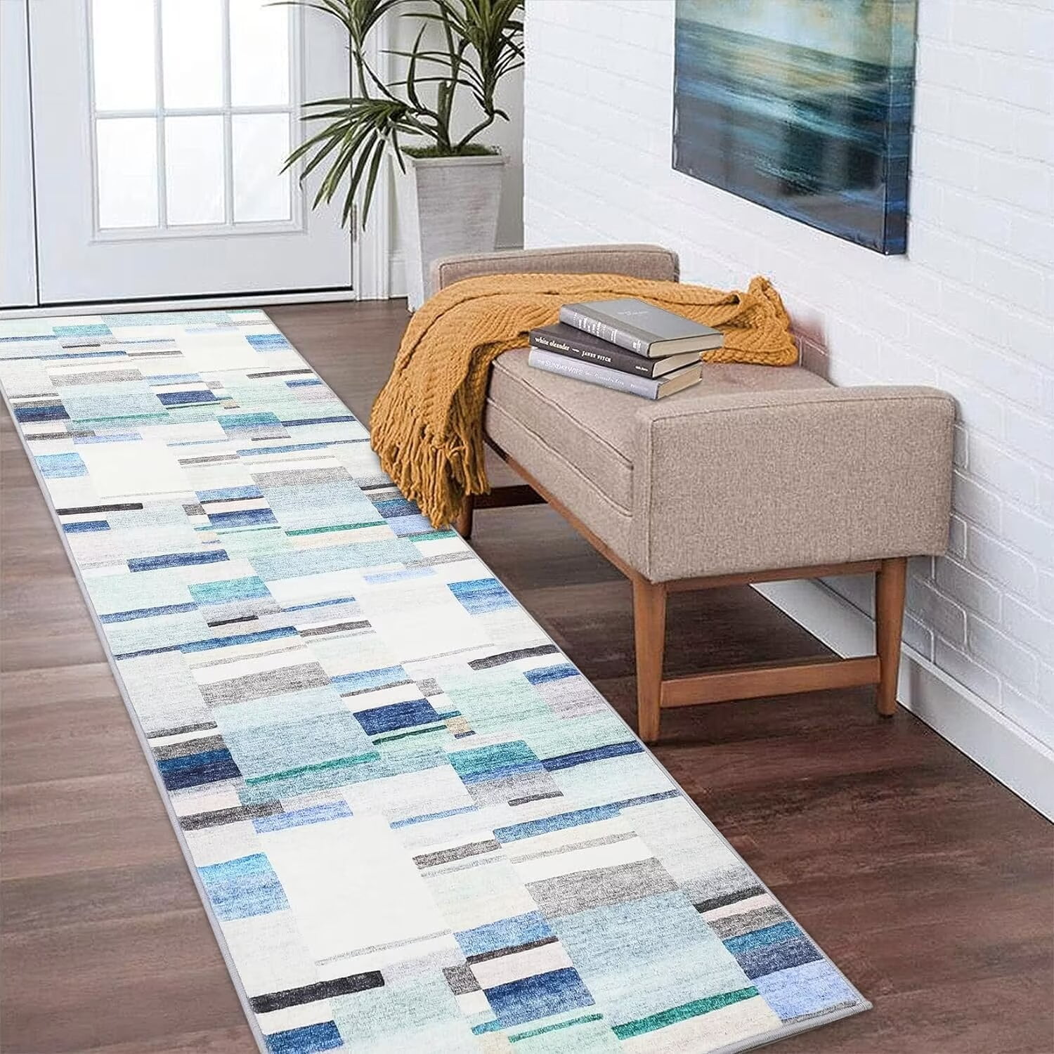 CAROMIO Runner Rug Checkered Rug Modern Geometric Rugs for Living Room ...