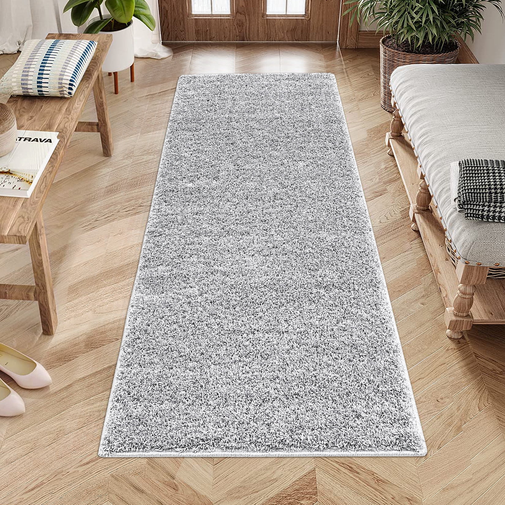 CAROMIO Runner Rug with Shaggy Fluffy Surface Modern Solid Shag Plush ...