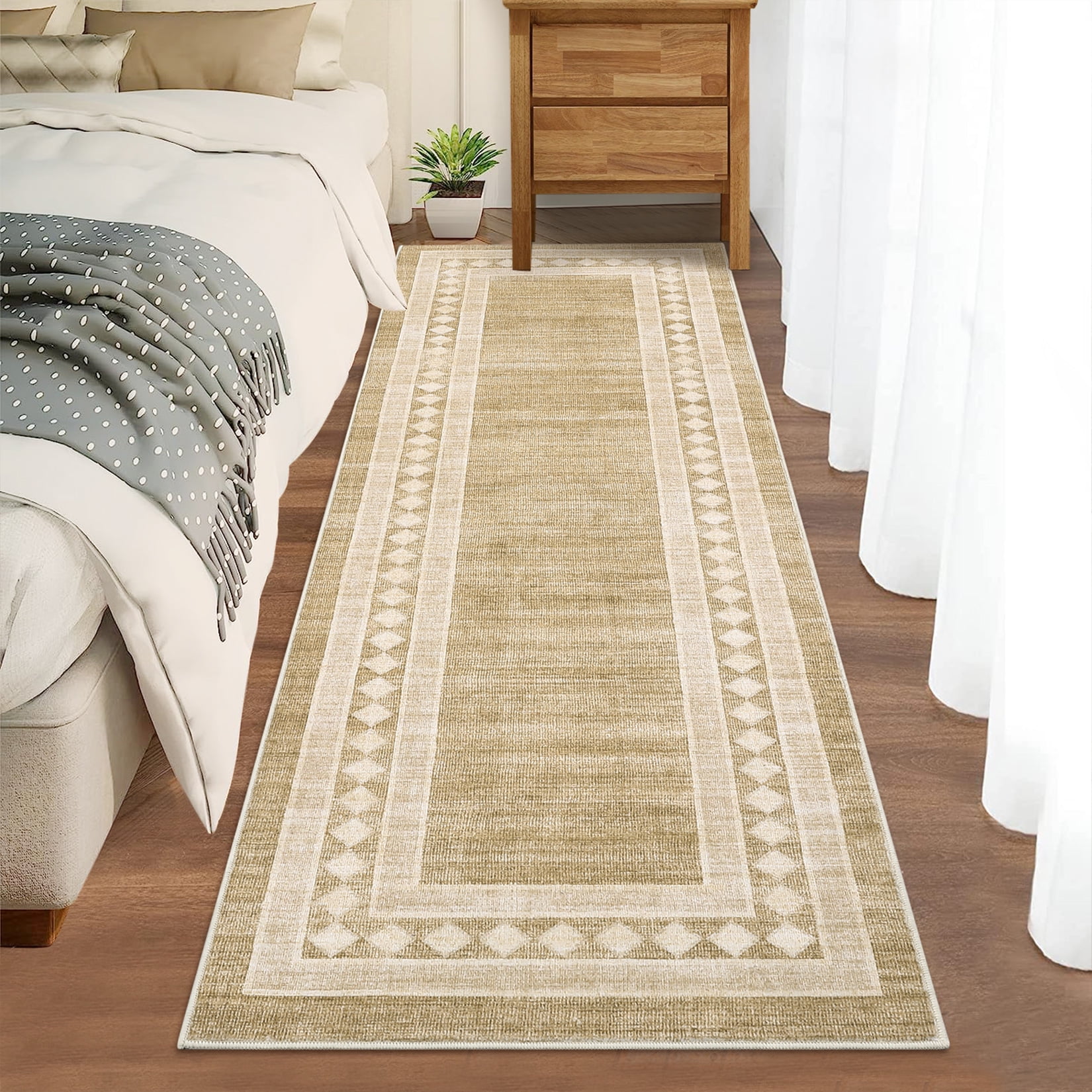 CAROMIO Solid Area Rug Washable Border Rug Modern Geometric Floor Decor ...