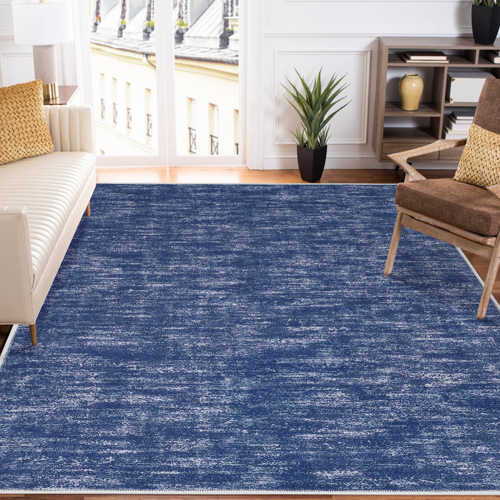 CAROMIO Solid Machine Washable Area Rug Non-Slip Low-Pile Modern Area ...