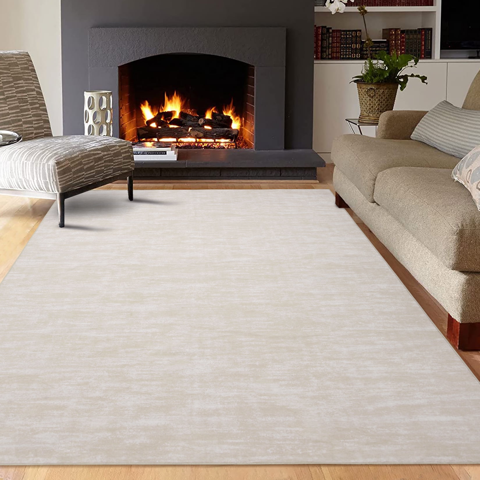 CAROMIO Solid Machine Washable Area Rug Non-Slip Low-Pile Modern Area ...