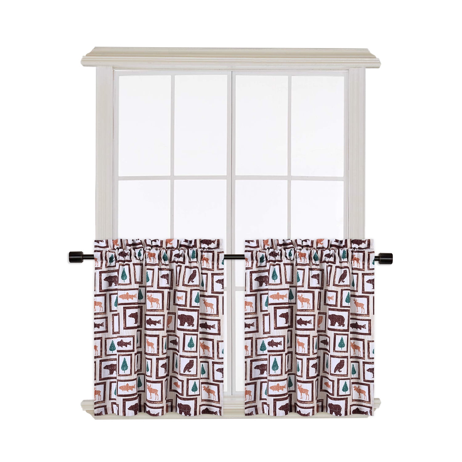 CAROMIO Tier Curtains, Christmas Decor Kitchen Cafe Curtains Rod Pocket ...