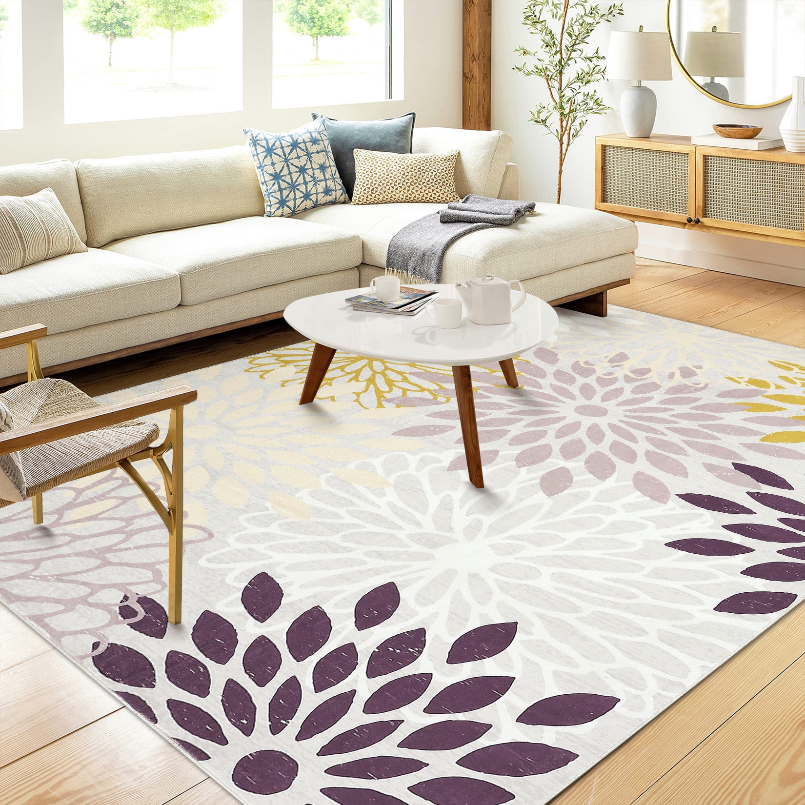 CAROMIO Vintage Bohemian Area Rug Washable Rug Modern Floral Indoor ...