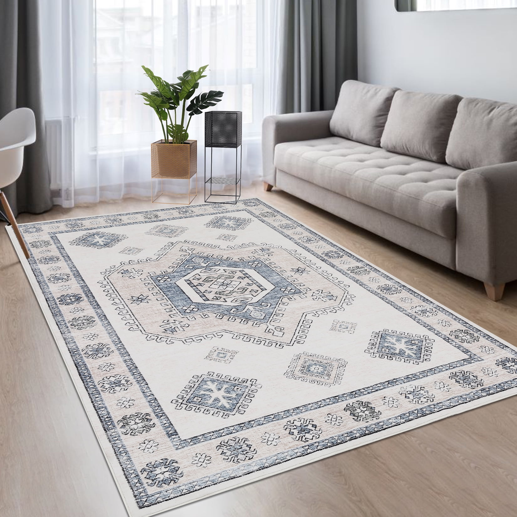 CAROMIO Washable Area Rug 8 x 10 Large Bohemian Rugs Moroccan Geometric ...