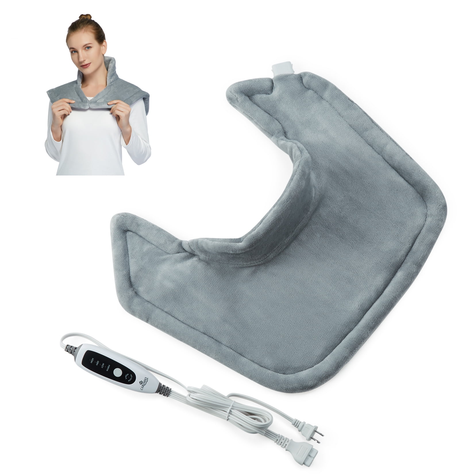 CAROMIO Weighted Heating Pad for Neck and Shoulders, 22"x19" UL ...