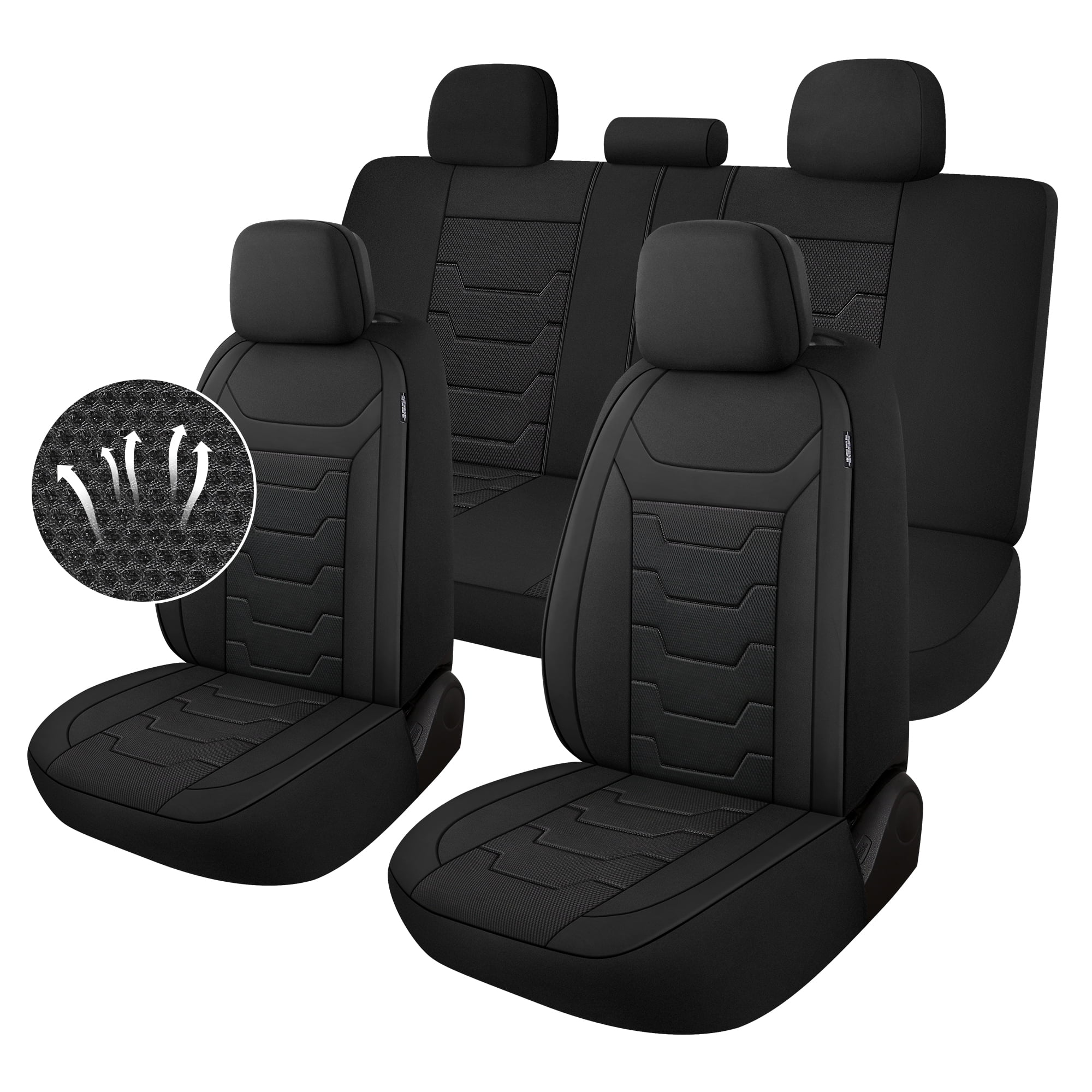 CAROMOP Breathable Car Seat Covers Full Seats,3D Air Mesh Cloth Seat ...