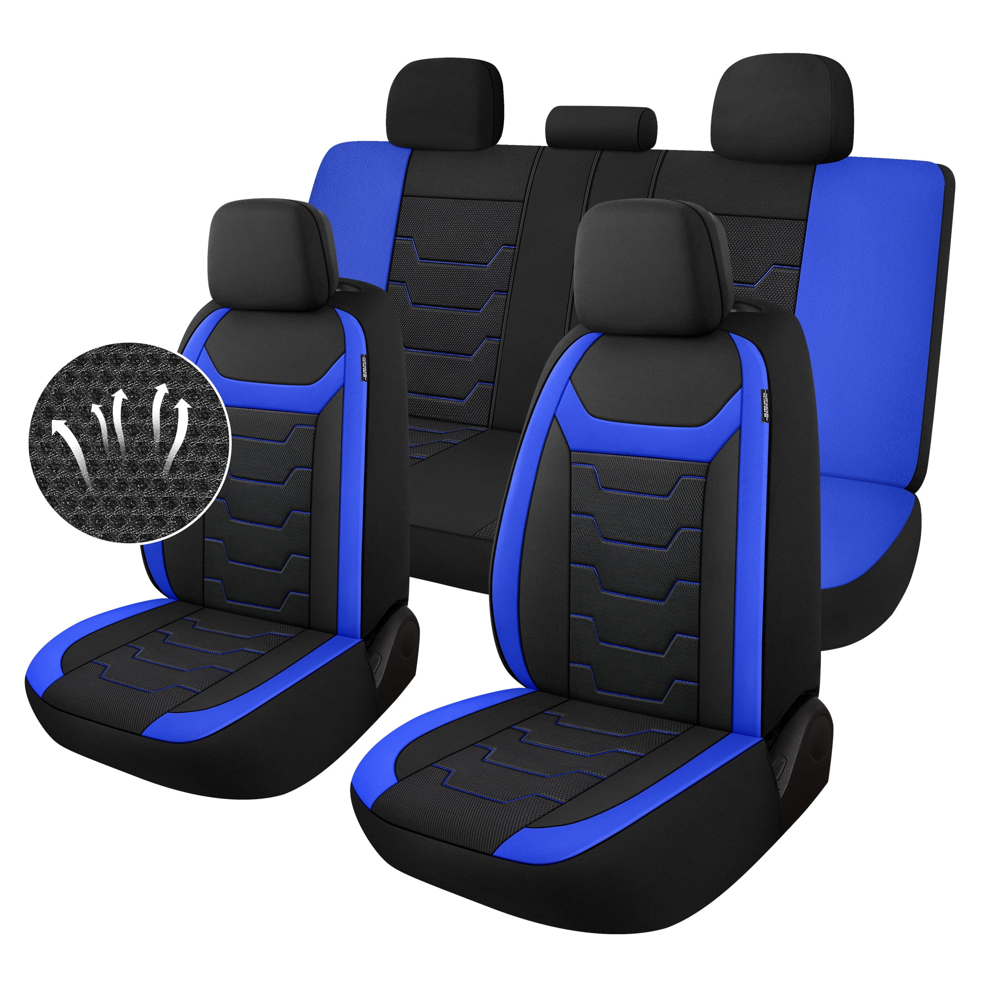 CAROMOP Breathable Car Seat Covers Full Seats,3D Air Mesh Cloth Seat ...