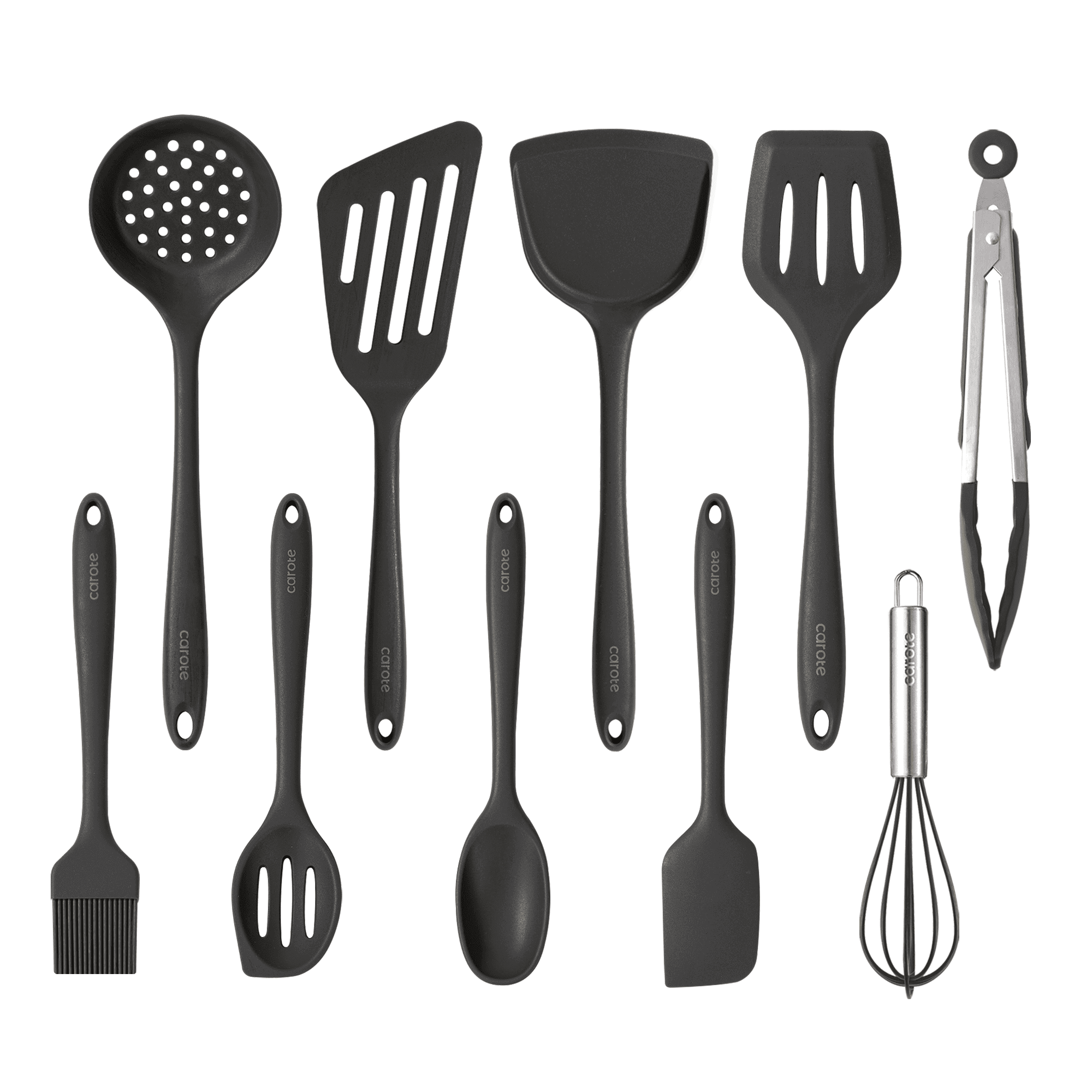 CAROTE 10 Pcs Silicone Cooking Utensils Set grey - Walmart.com