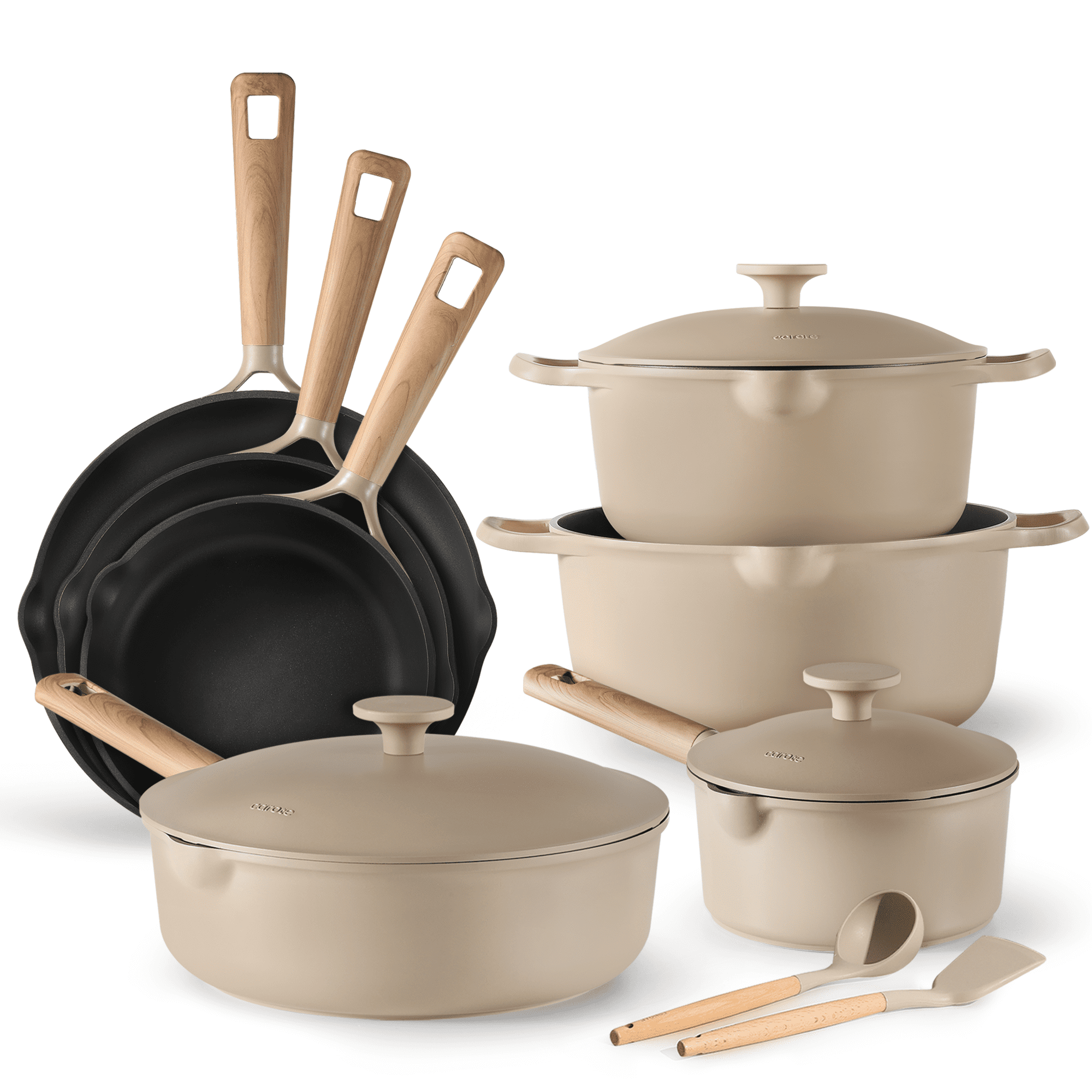 CAROTE 12 PCS Pot and Pan Set Nonstick, Induction Cookware Set, Easy to Clean, Clay - Walmart.com