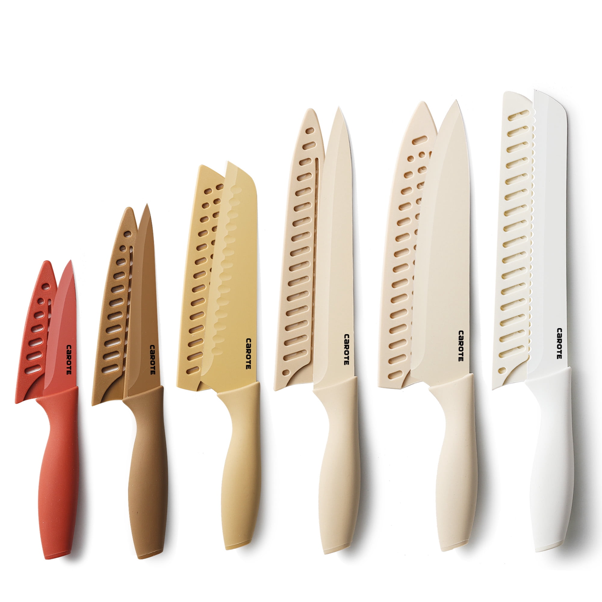 CAROTE 12 Pieces Kitchen Knife Set, Stainless Steel Knife Set With ...