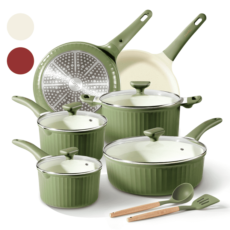 CAROTE 12 Piece Nonstick Pots and Pans Set with Induction Coating Sage Green Walmart