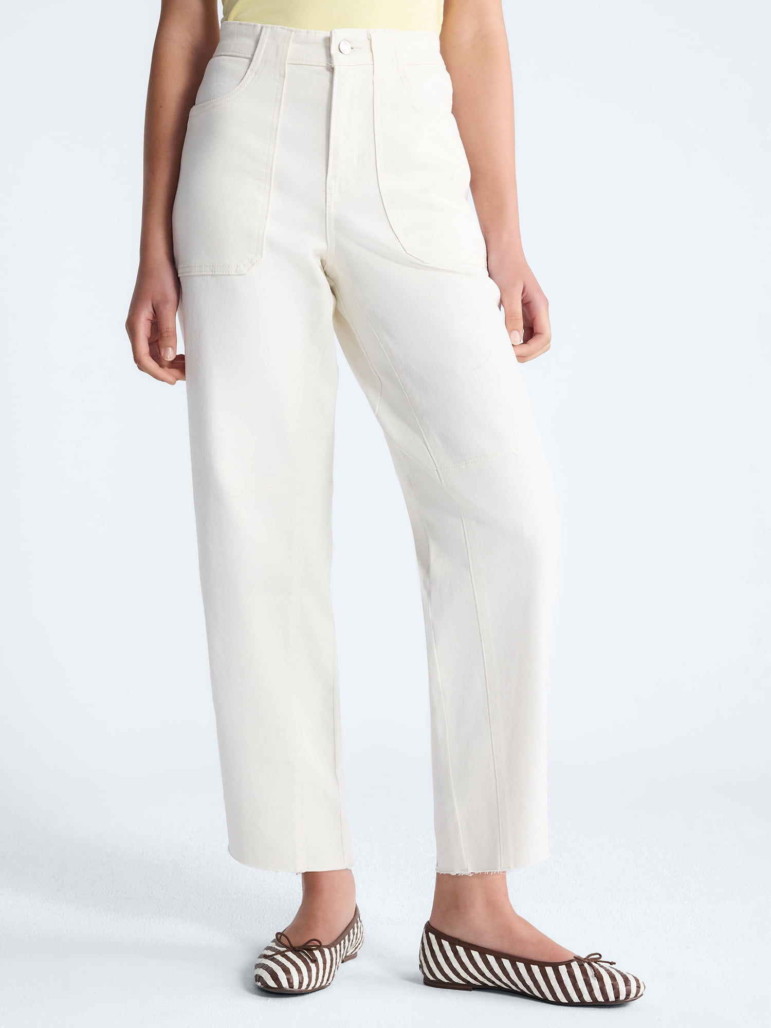 Free Assembly Women's Cropped Carpenter Barrel Jeans, 27" Inseam, Sizes ...
