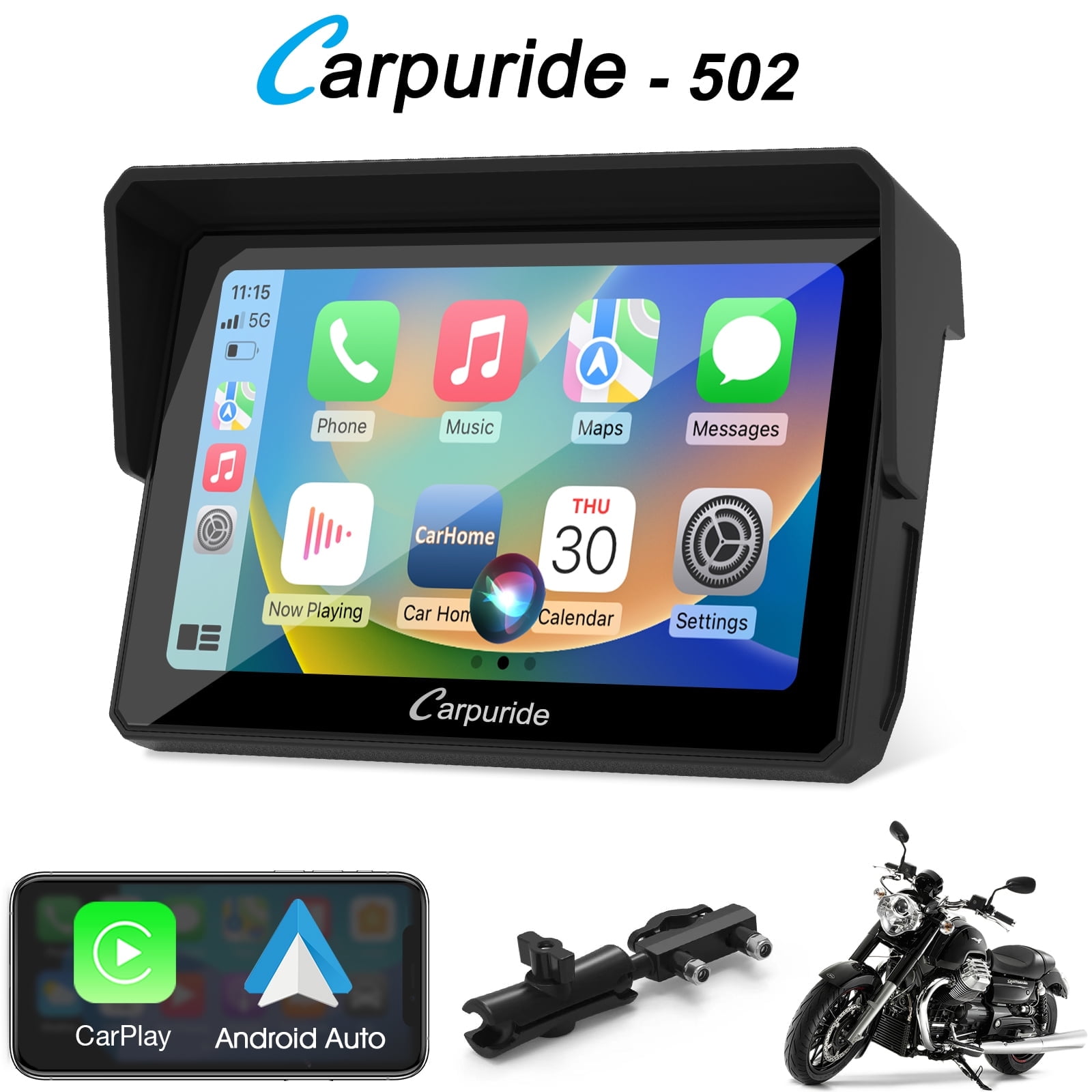 Carpuride CarPlay & Android Auto for Motorcycle, Music Sharing，IP67 ...