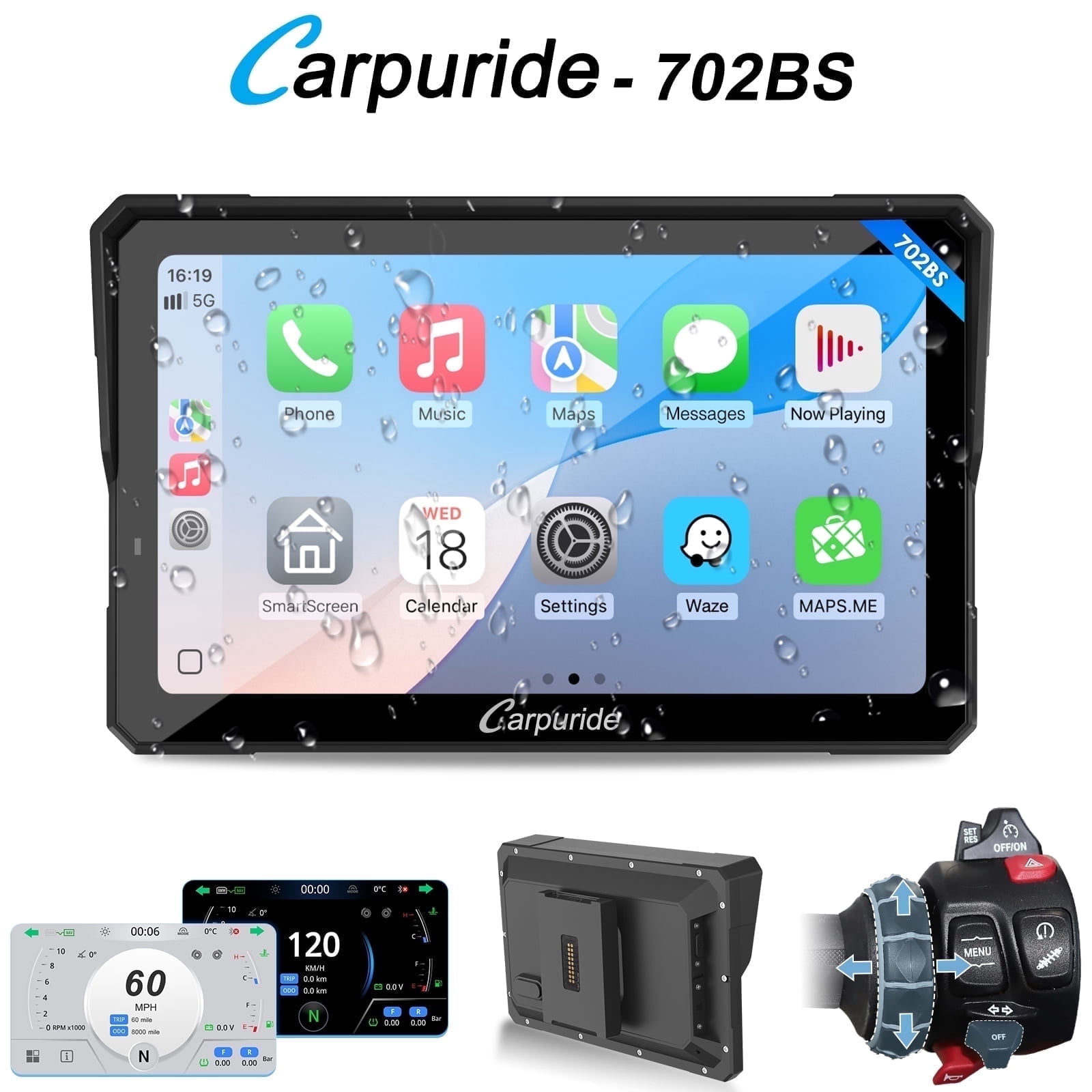 Carpuride Motorcycle CarPlay Android Auto for BM Wonder Wheel Control ...