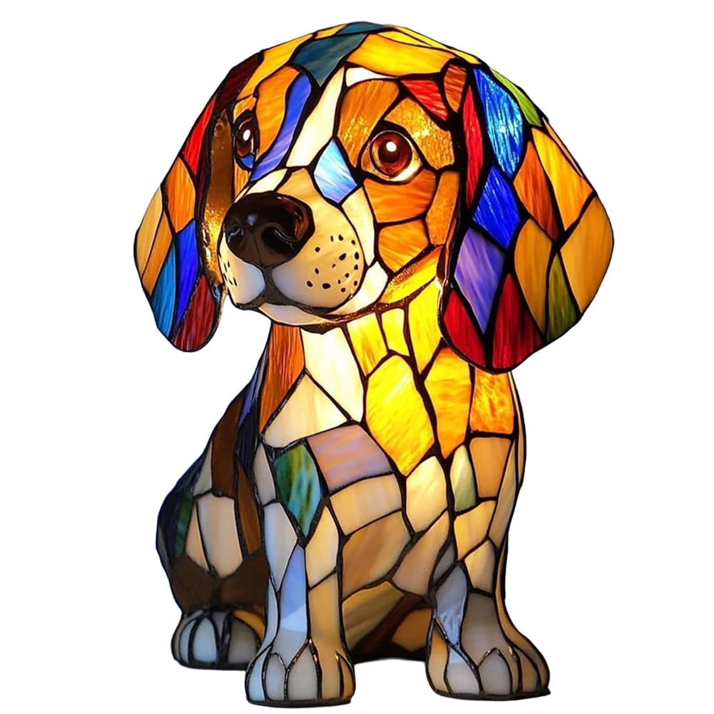 CARRFA 3D Beagle Lamp, Retro Stained Pet Themed LED Table Lamps with ...