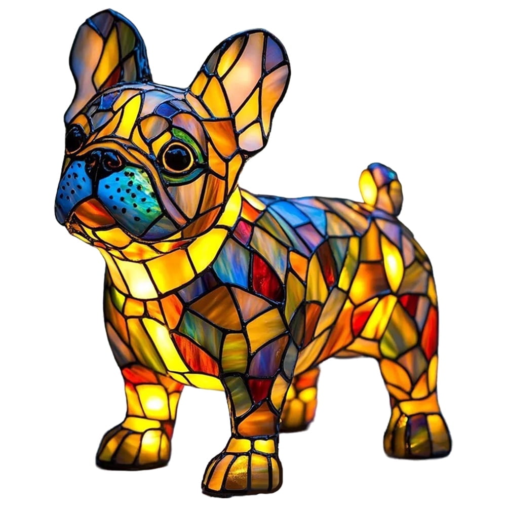 CARRFA 3D French Bulldog Lamp, Retro Stained Pet Themed LED Table Lamps ...