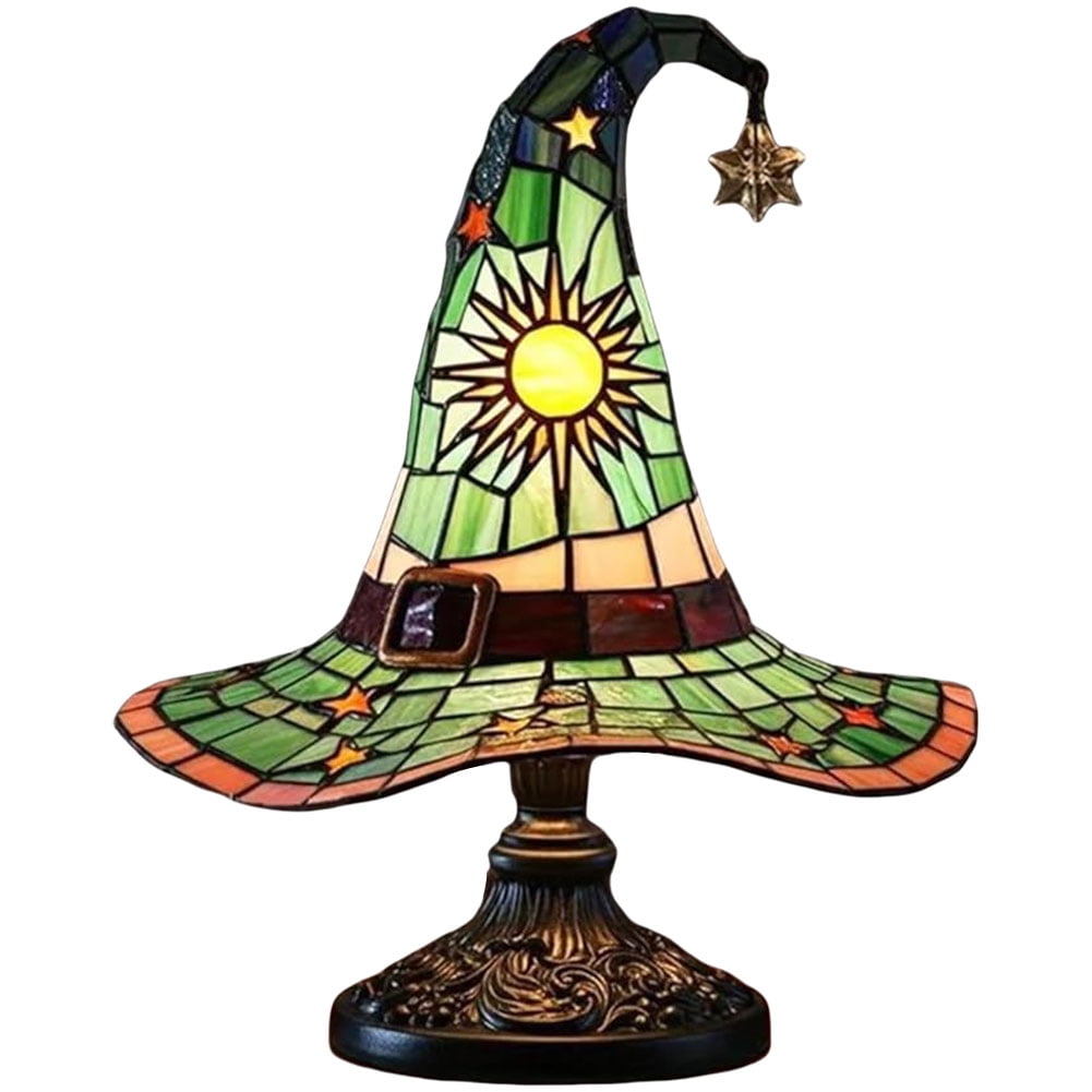 CARRFA Green Witch Hat Nightstand Night Light, 2025 Stained Glass ...