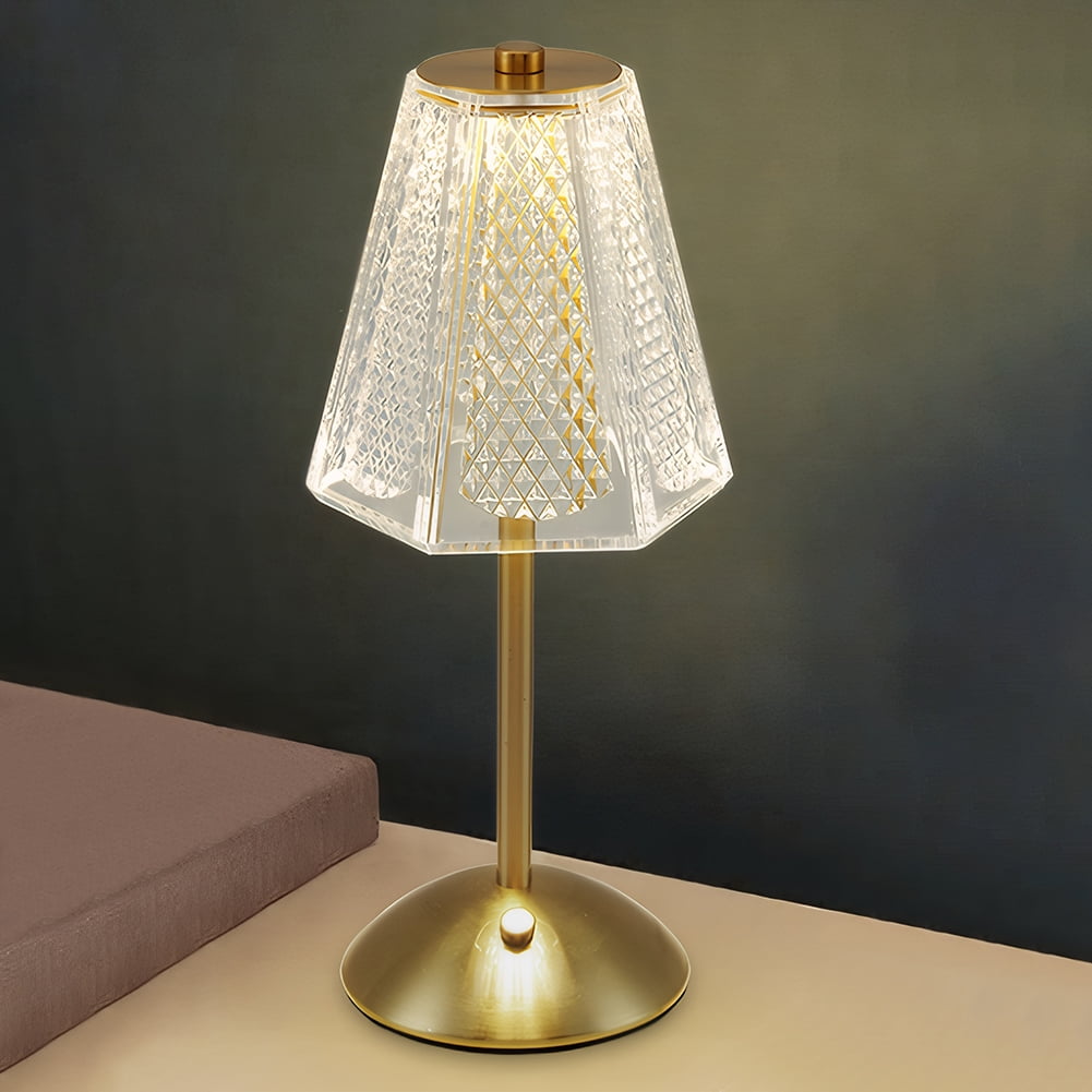 CARRFA Portable Crystal Table Lamp, 3-Color Touch Control Rechargeable ...